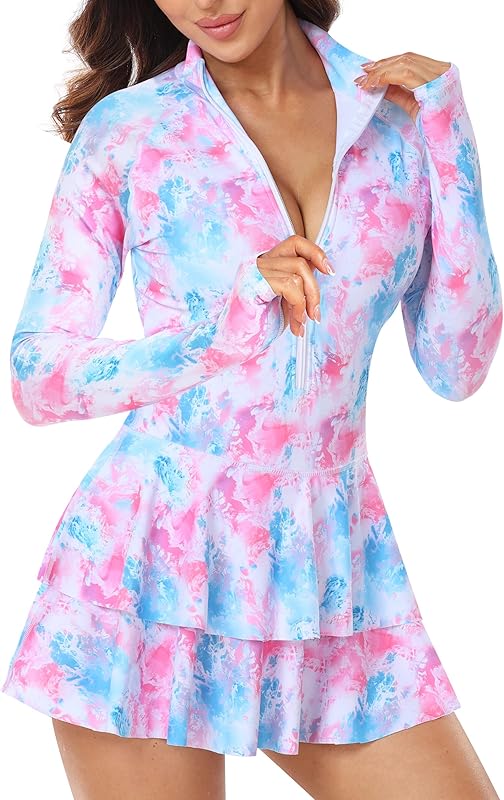 1 Piece Modest Swimsuits For Women - Long Sleeve Swimsuits Uv Upf 50 ...