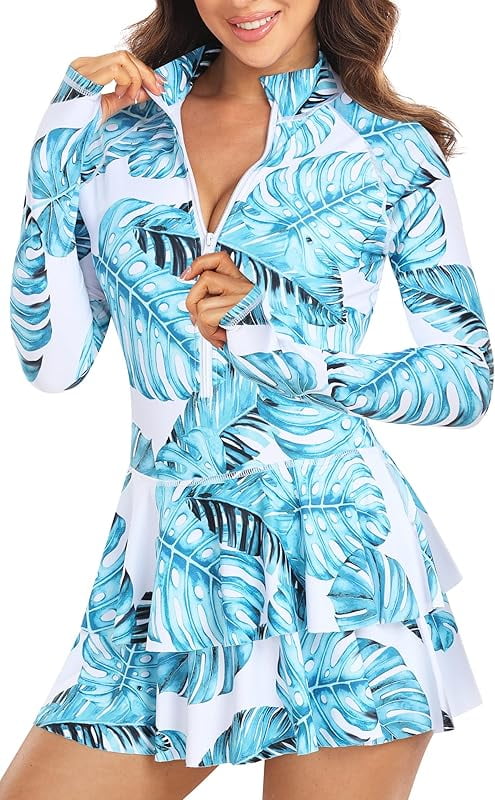 1 Piece Modest Swimsuits For Women - Long Sleeve Swimsuits Uv Upf 50 ...