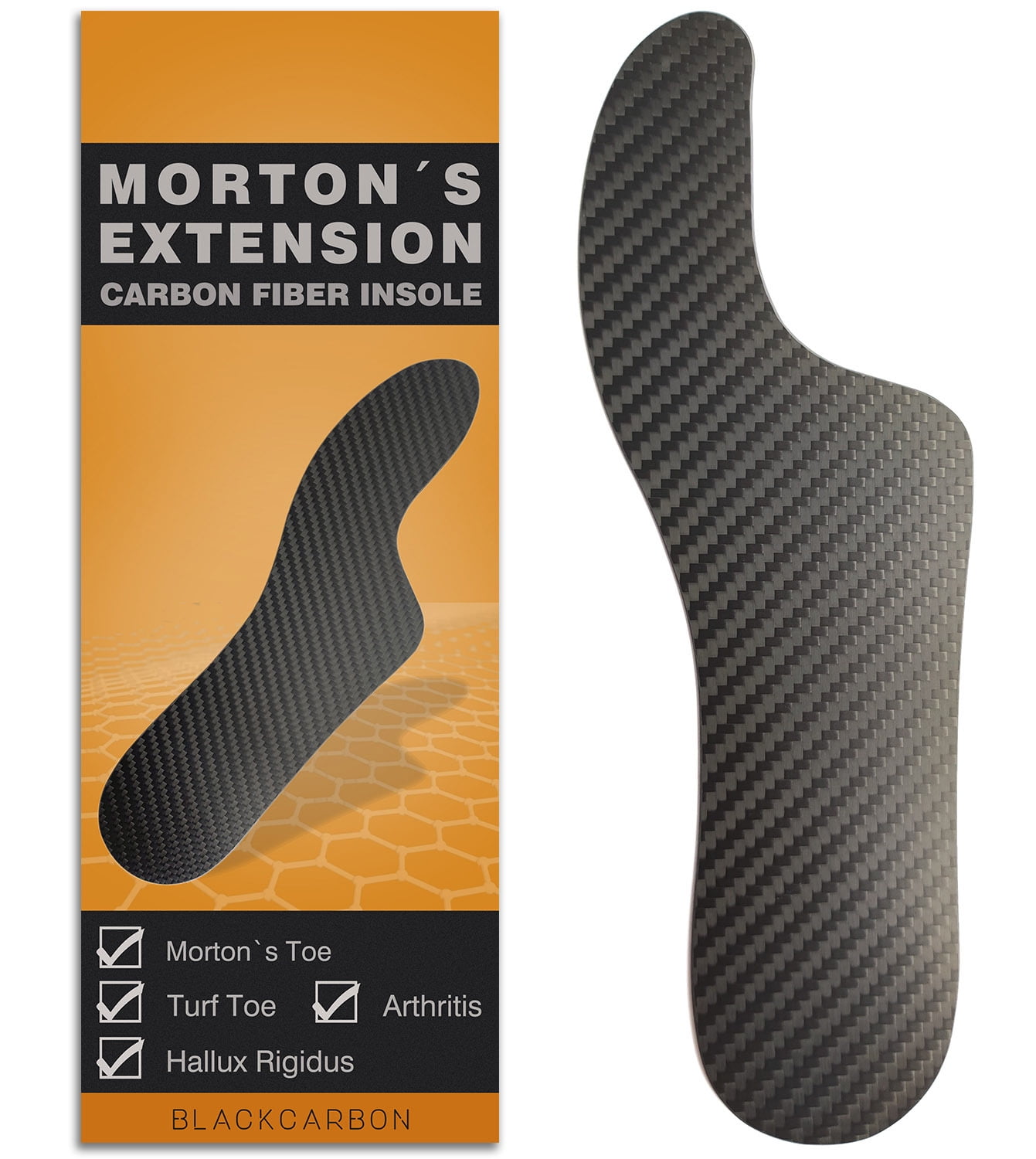 Morton's Orthotic Carbon Fiber Insole, Rigid Support for Toe Conditions ...