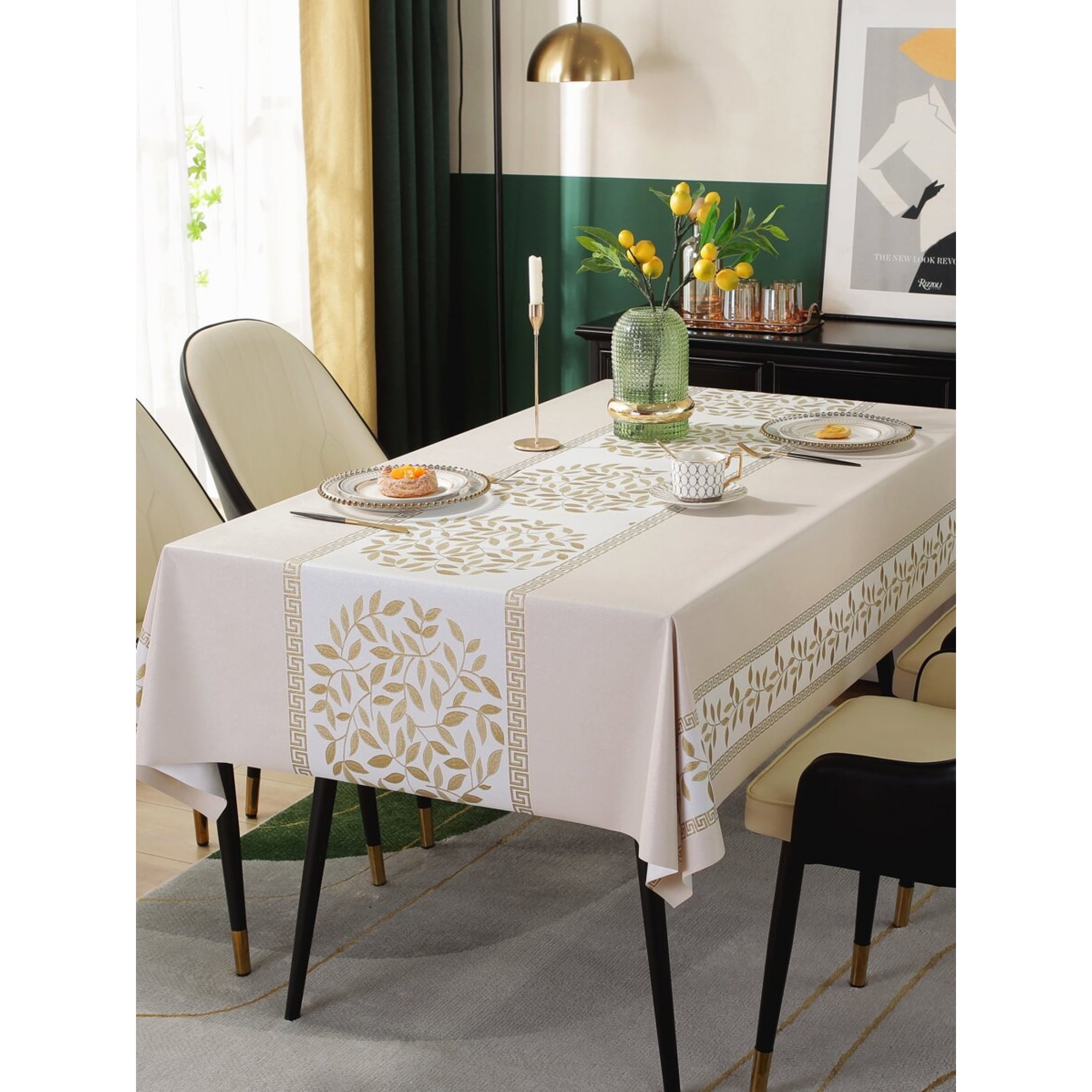 1-Piece PVC Printed Waterproof Tablecloth - Oil-Proof Heat-Resistant ...