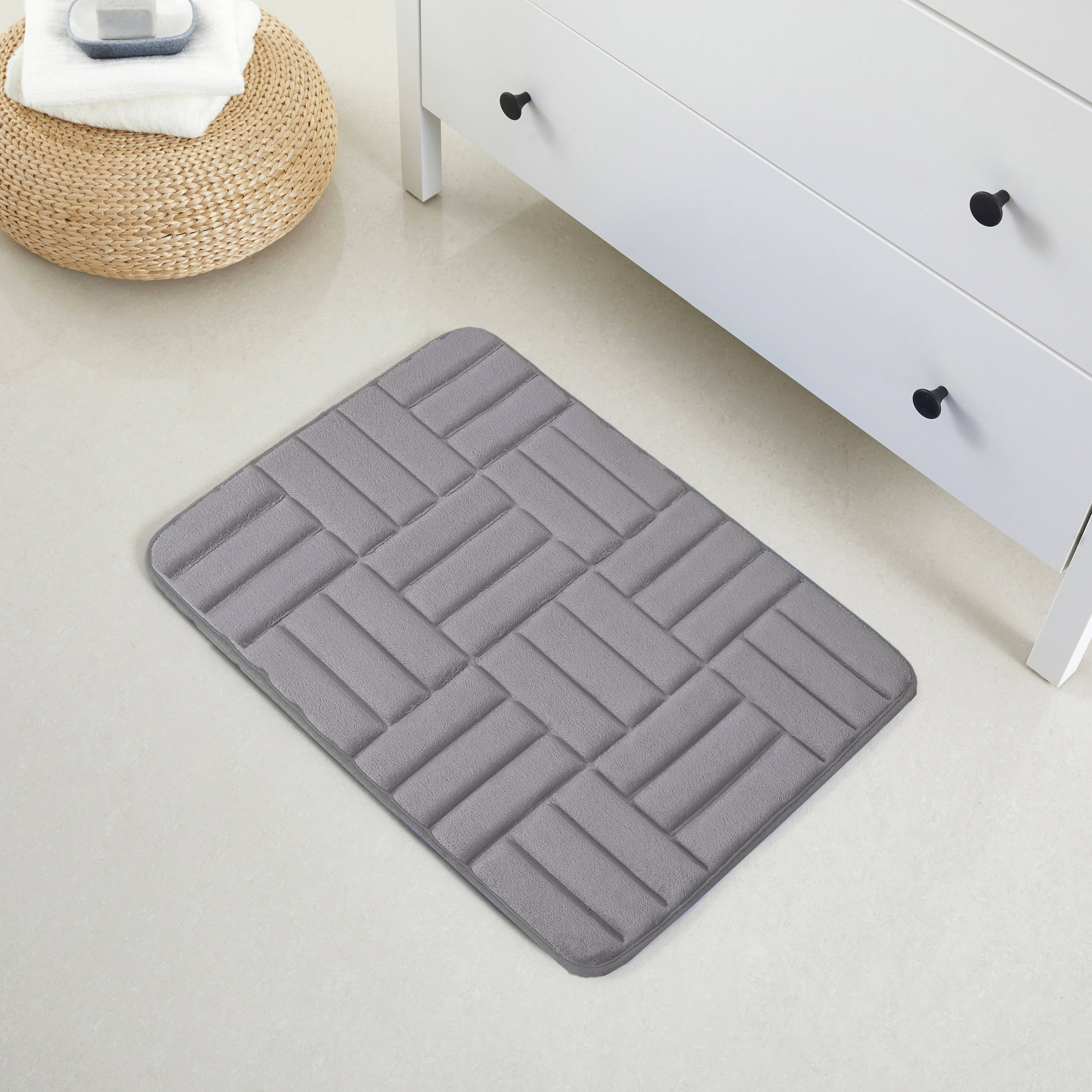 1 Piece Rectangular Color Variant Memory Foam Bathroom Rug Set Non-Slip ...