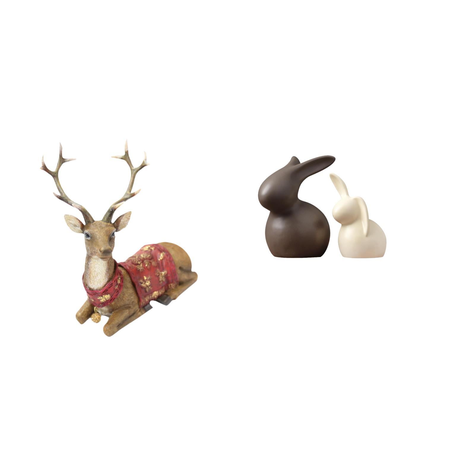 1 Piece Reindeer Figurine Elk Deer Statue Ceramic Material for Living ...