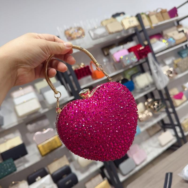 1 Piece Rhinestone Mini Handbags Luxury Diamond Inlay Heart Shape ...