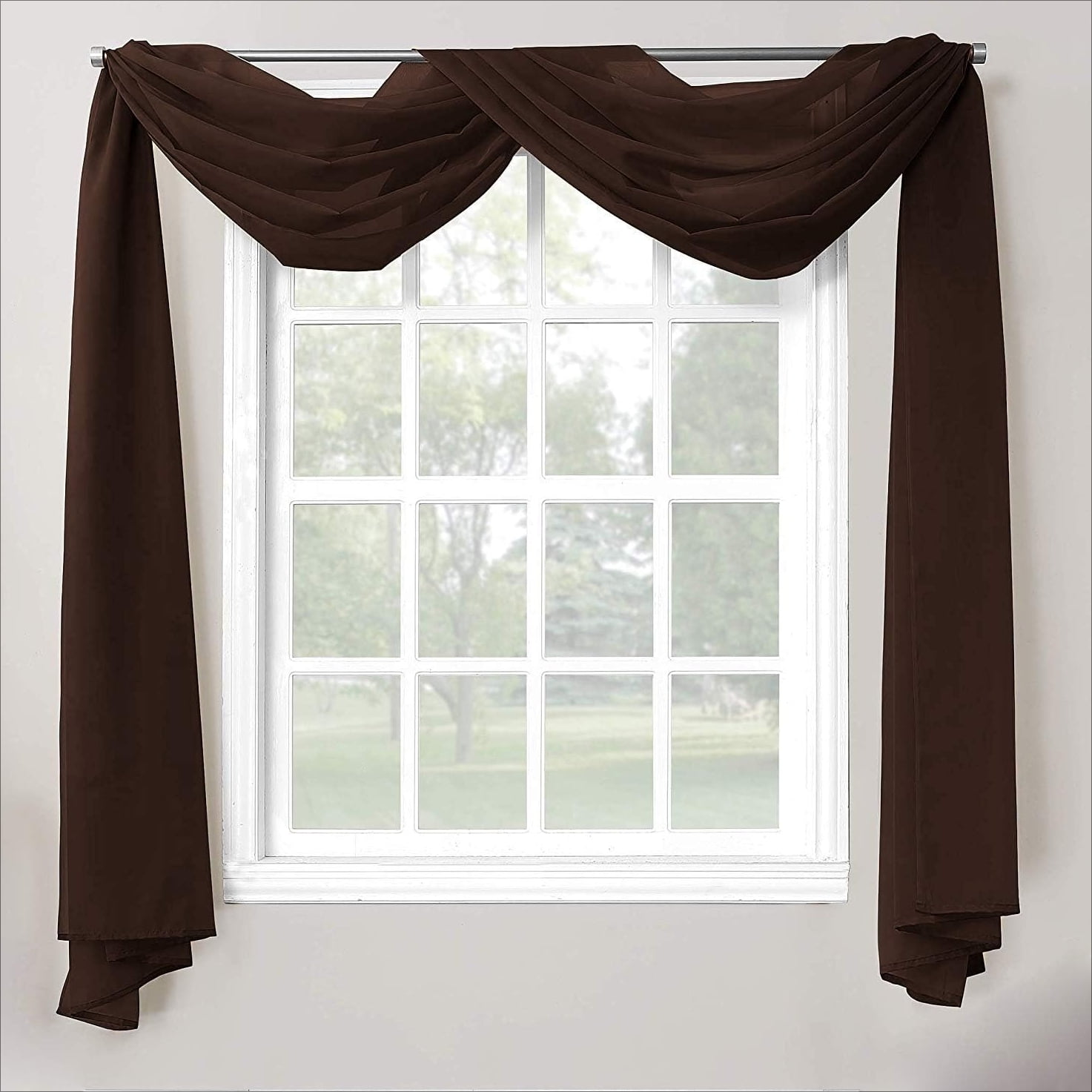 1 Piece Sheer Voile Home Decor Fully Hemmed Scarf Valance Swag Topper ...