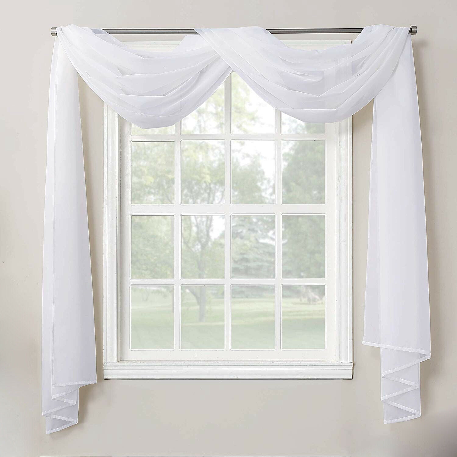 1 Piece Sheer Voile Window Home Decor Fully Hemmed Scarf Valance Swag ...