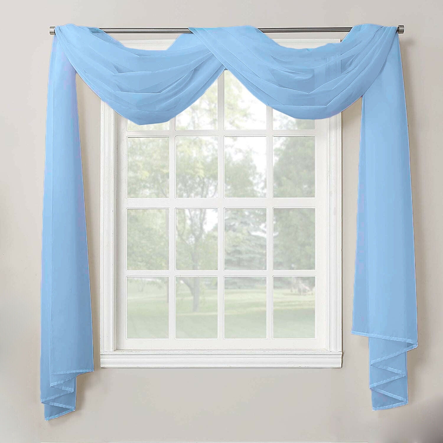 1 Piece Sheer Voile Window Home Decor Fully Hemmed Scarf Valance Swag ...