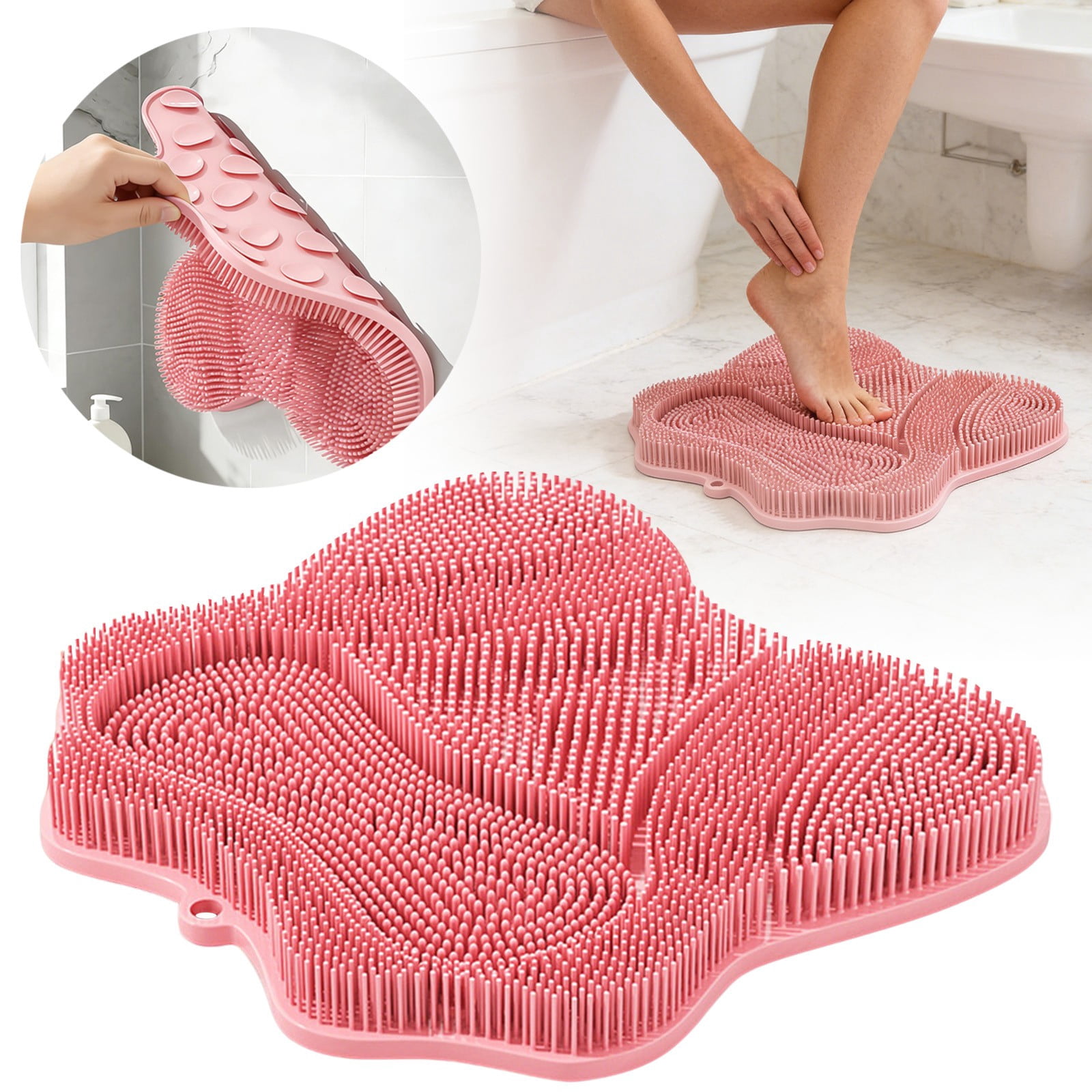 1 Piece Shower Foot Scrubber Mat Pink, Wall Mounted Exfoliating ...