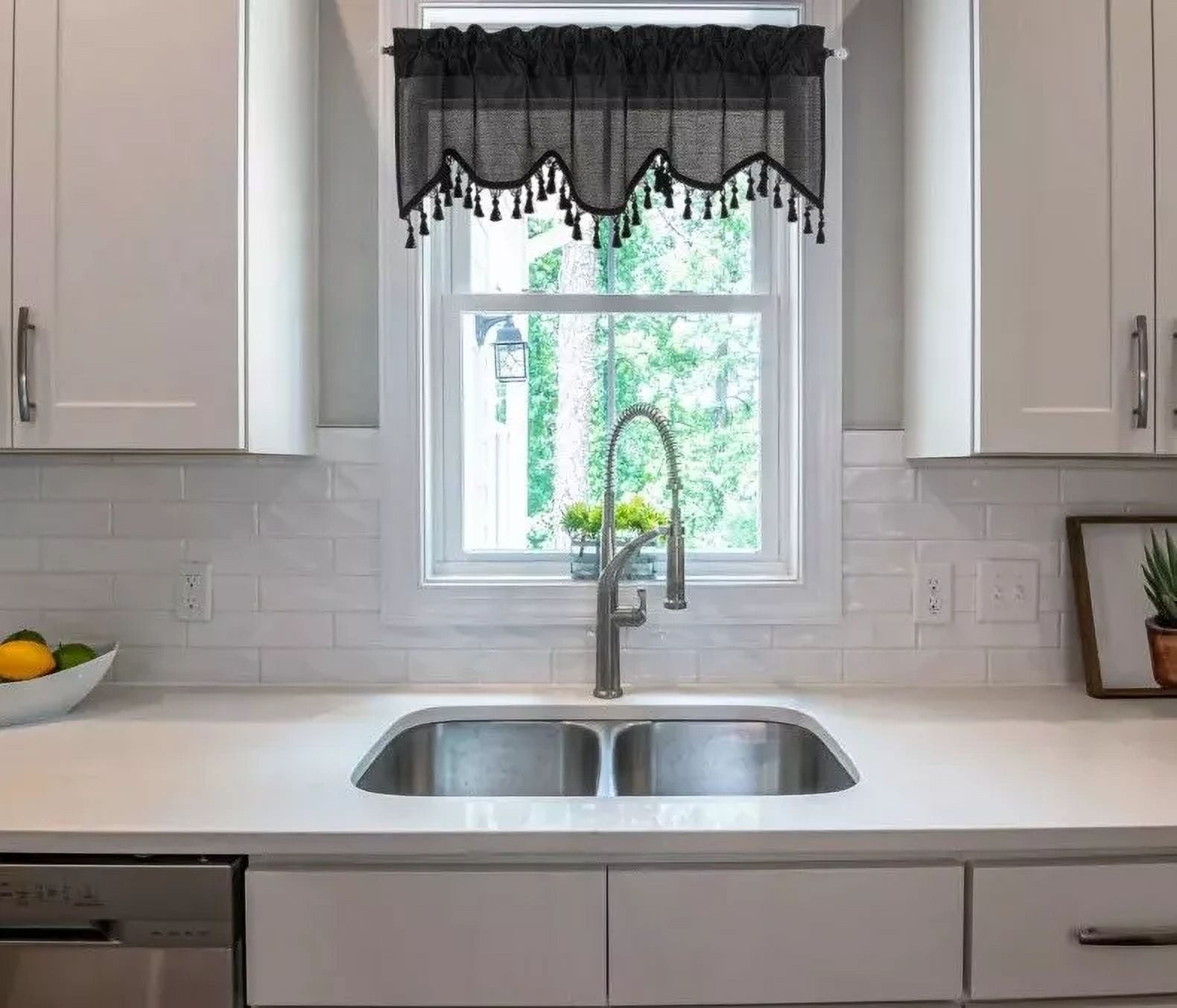 1-Piece Solid Faux Silk Swag Waterfall Ascot Window Curtain Valance w ...