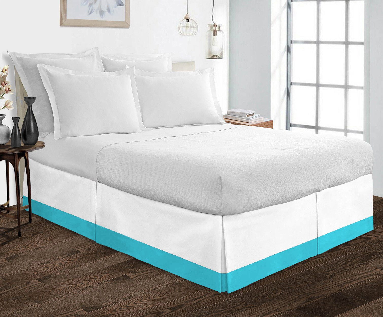 1 Piece Split Corner Two Tone Tailored Bed Skirt By D.N.G. BEDDINGS ...
