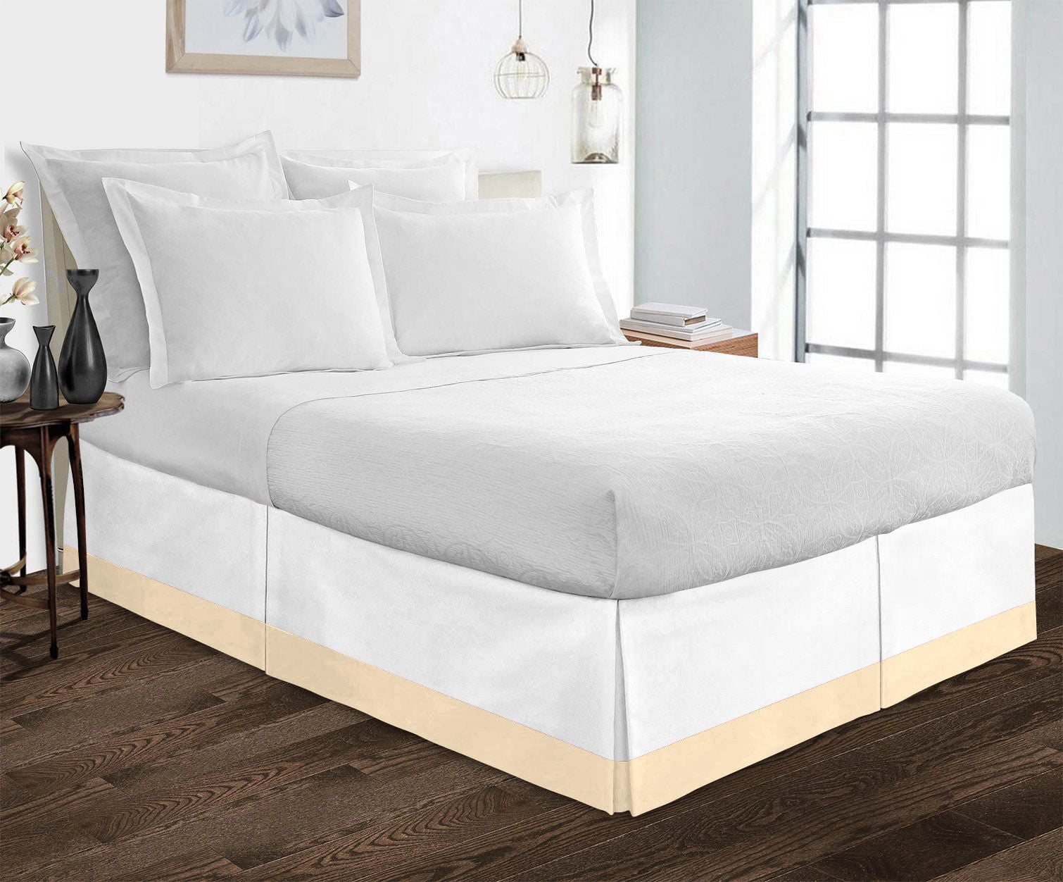 1 Piece Split Corner Two Tone Tailored Bed Skirt By D.N.G. BEDDINGS ...