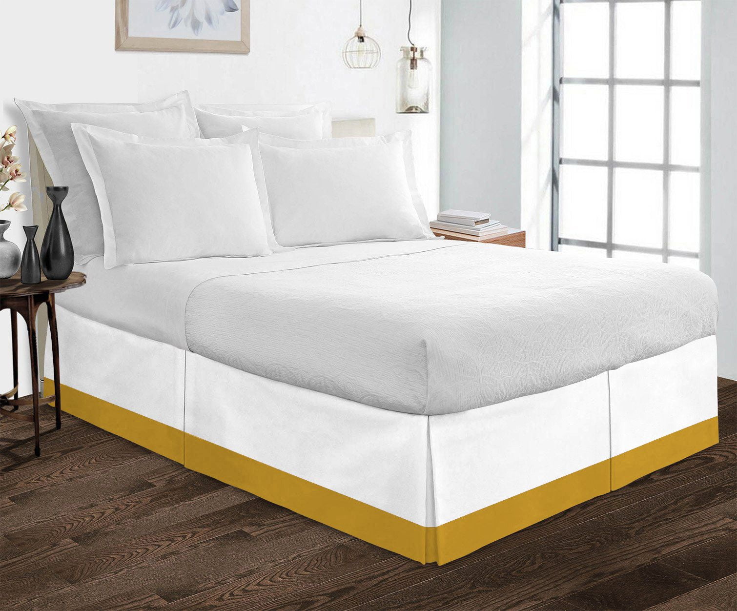 1 Piece Split Corner Two Tone Tailored Bed Skirt By D.N.G. BEDDINGS ...