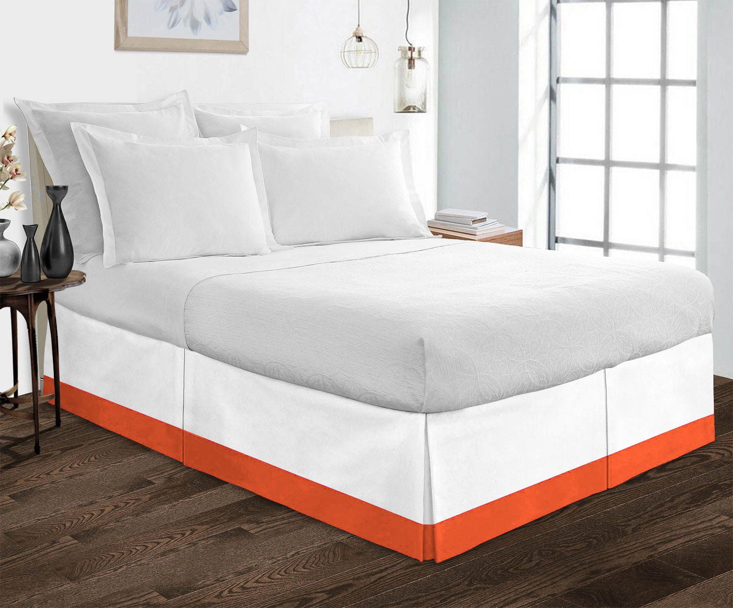 1 Piece Split Corner Two Tone Tailored Bed Skirt By D.N.G. BEDDINGS ...