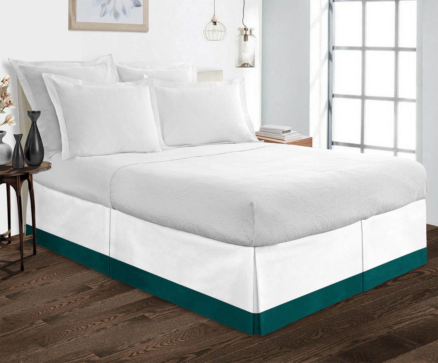 1 Piece Split Corner Two Tone Tailored Bed Skirt By D.N.G. BEDDINGS ...