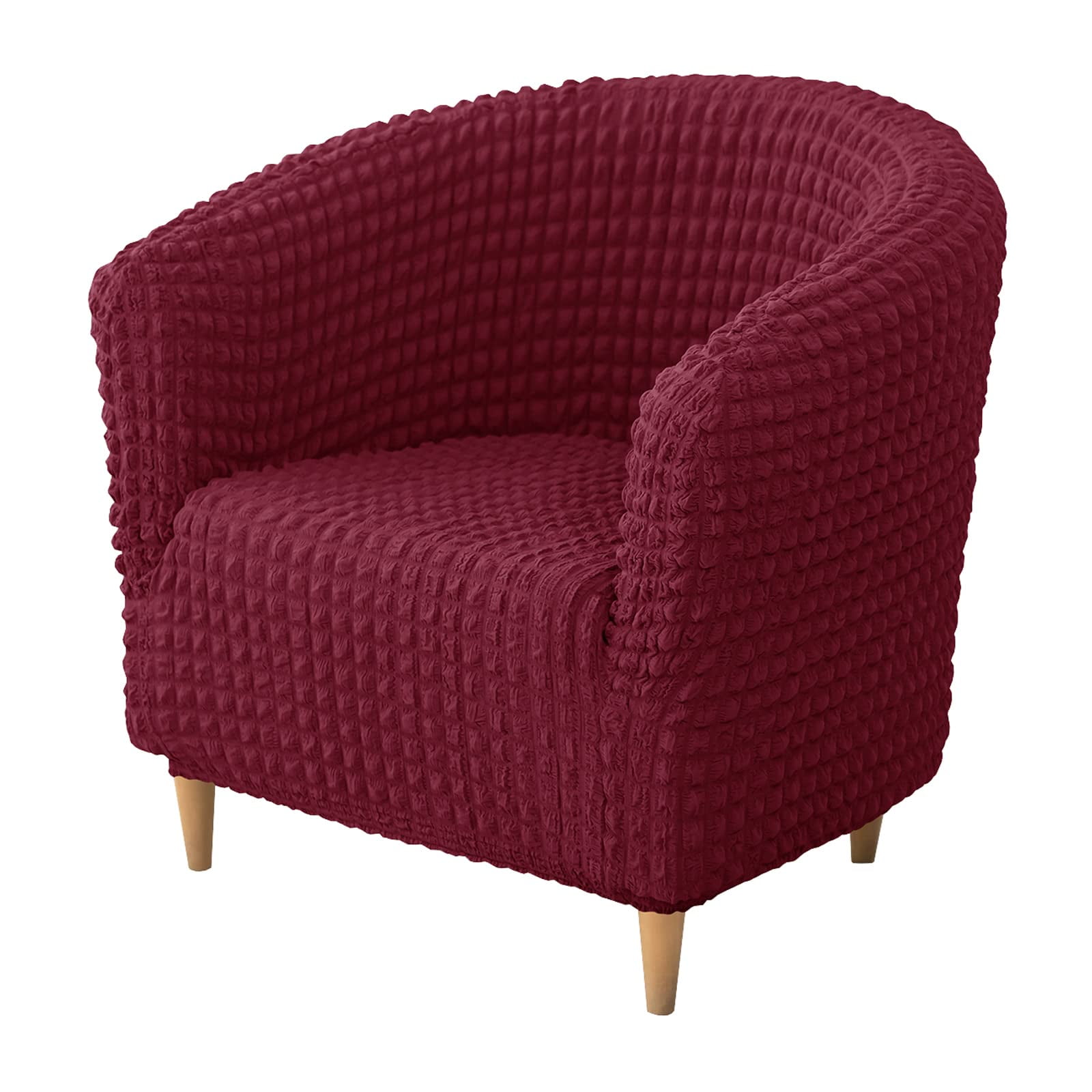 1 Piece Stretch Club Chair Slipcover, Tub Chair Cover Seersucker Barrel ...