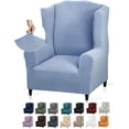 1 Piece Stretch Wingback Chair Slipcover Latest Jacquard Design Wing ...