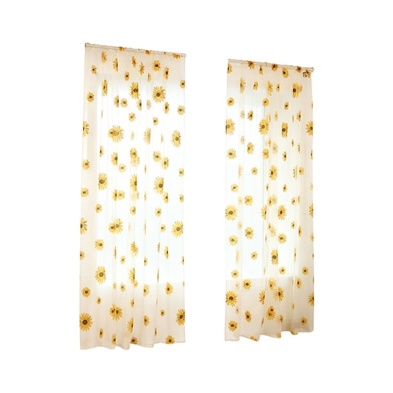 1 Piece Sunflower Curtains Sheer Window Curtains for Bedroom Living ...