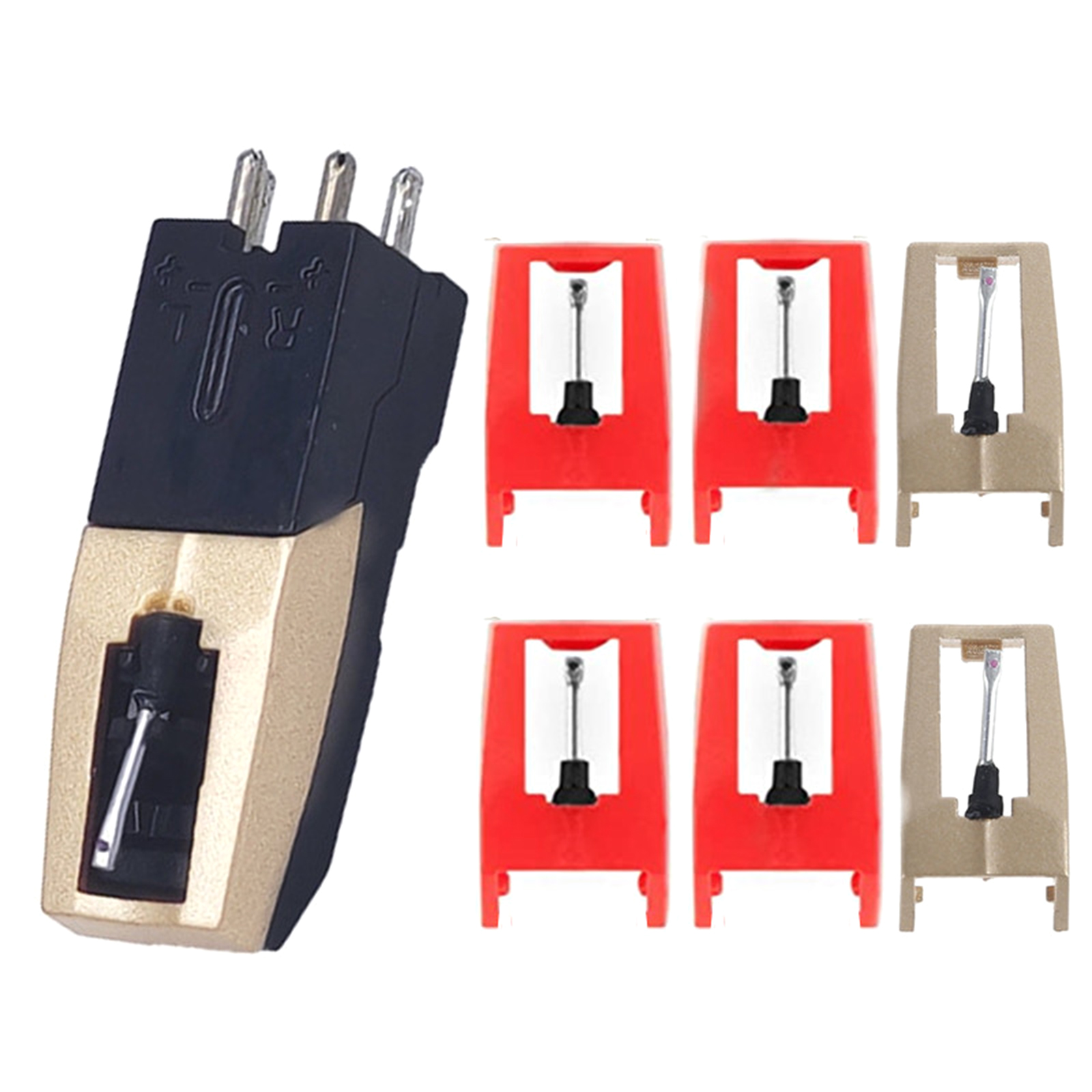 1-Piece Turntable Recording Player Cartridge and 6-Stylus Stylus for LP ...