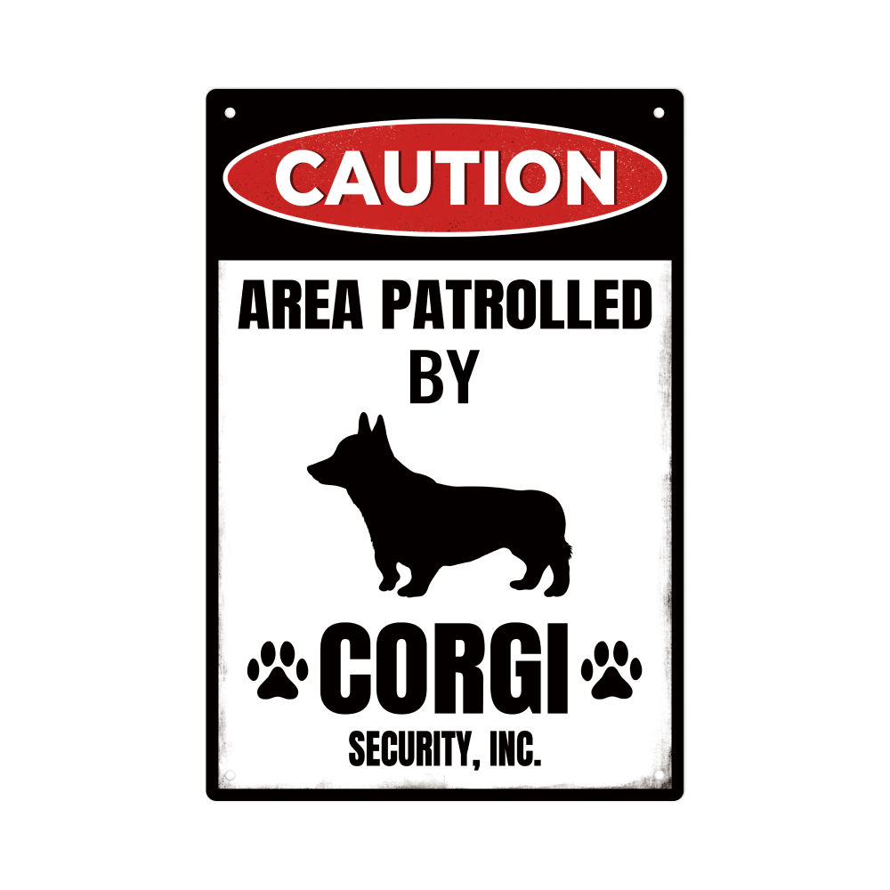 1 Piece Vintage Corgi Patrol Warning Metal Tin Sign - Vintage Dog Wall ...