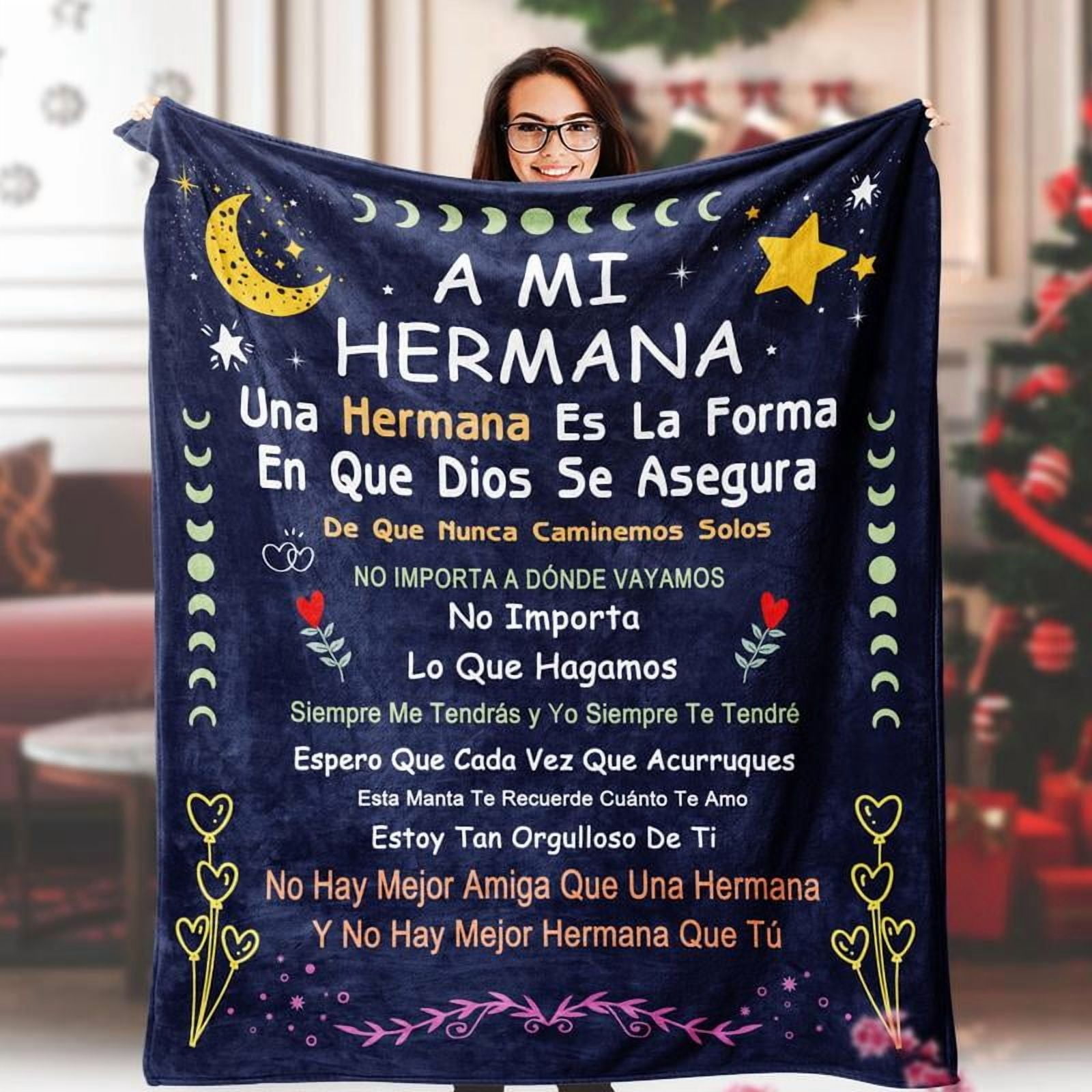 1 Piece Vintage Spanish Sister Flannel Blanket - 「A Mi Hermana」 Message ...