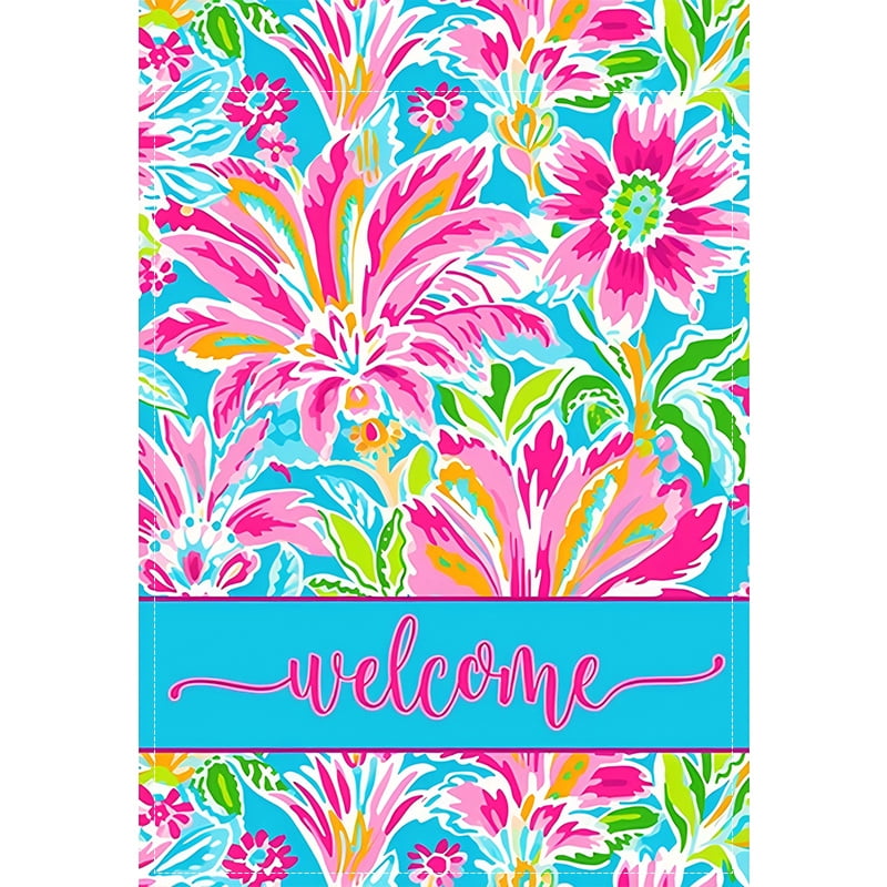 1 Piece Vivid Watercolor Floral Welcome Garden Flag - Double-Sided ...