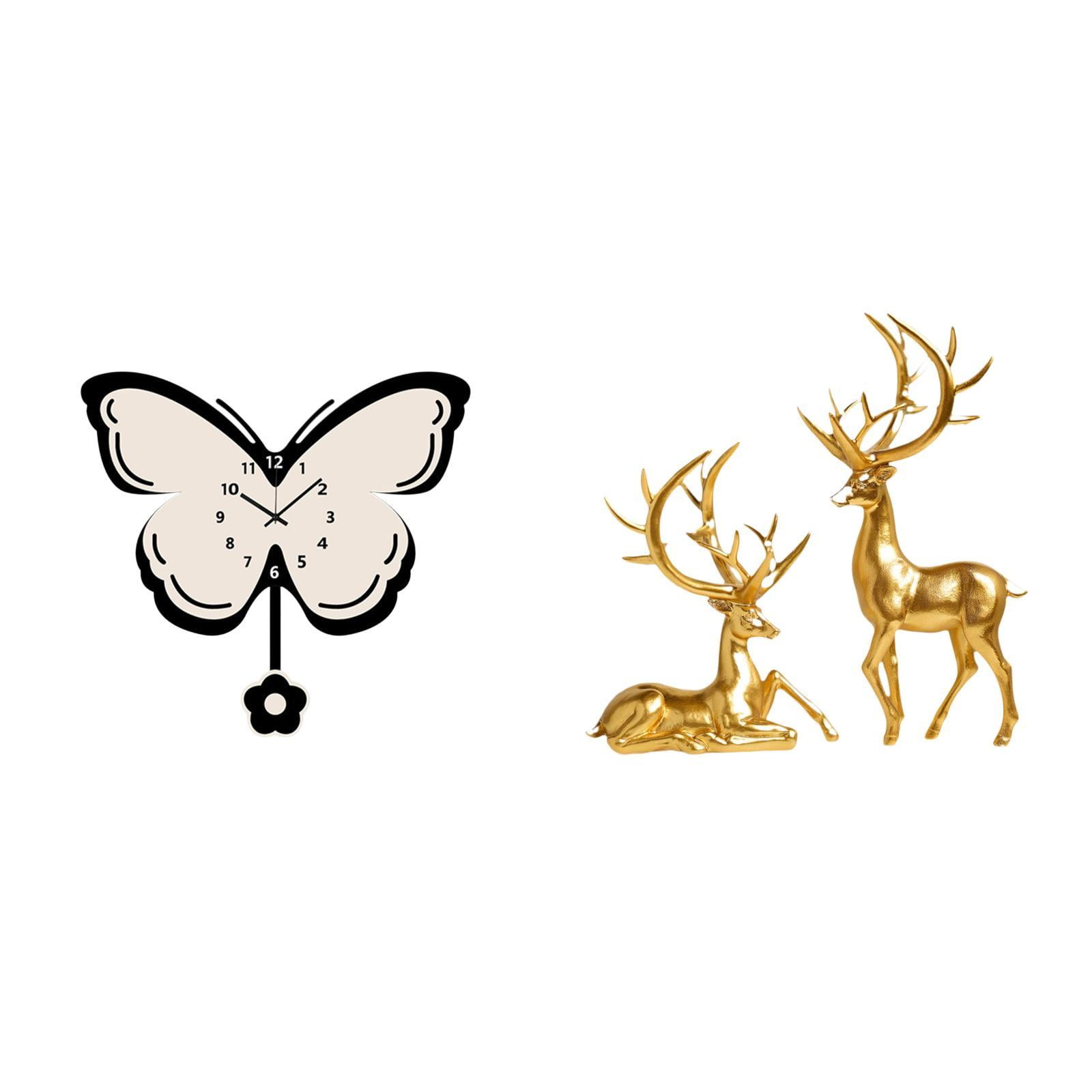 1 Piece Wall Clock Deer Statue Figurine Resin Construction for Office ...