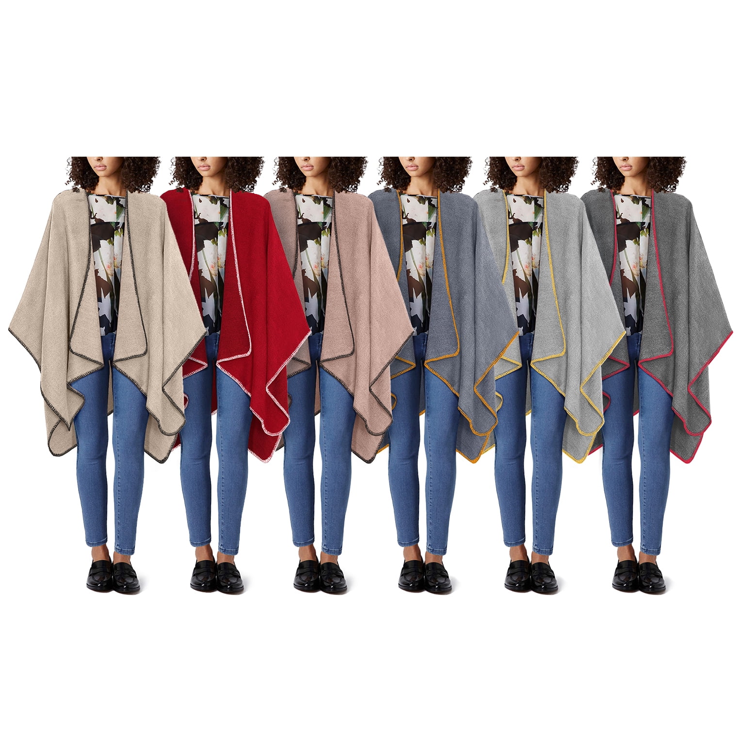 1-Piece Women's Poncho Cozy & Elegant Fringed Wrap, Perfect for Winter ...