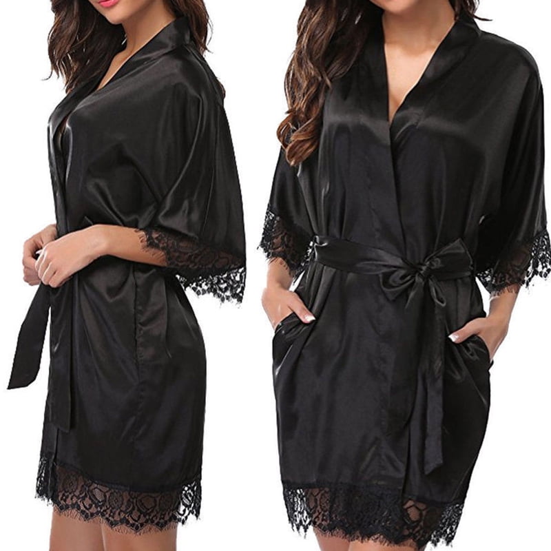 1 Piece Women's Underwear Glossy Robe Pajamas Ice Silk plus Size ...