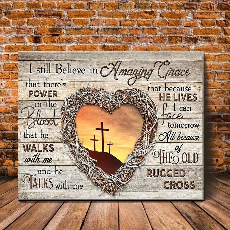 1 Piece Wood Frame Canvas Painting, Believe in Amazing Grace Jesus ...