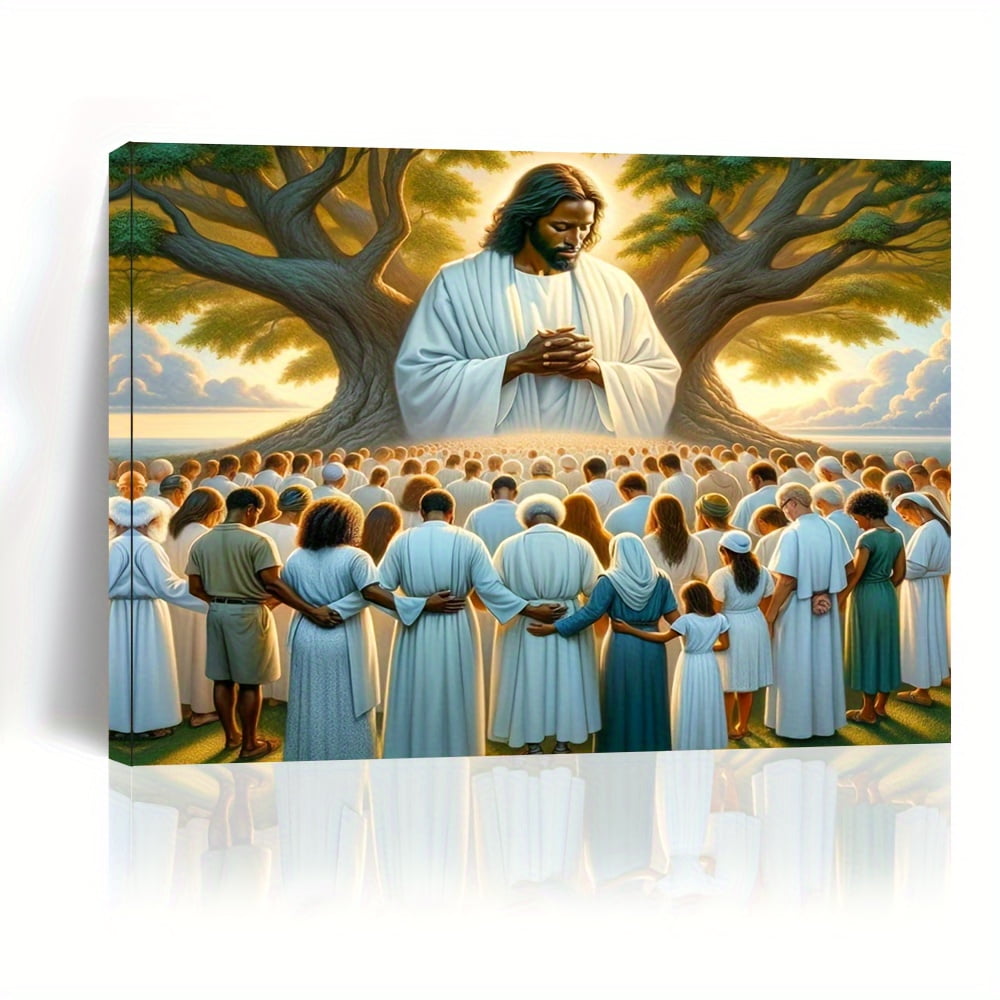 1 Piece Wood Frame Canvas Painting, Black Jesus, African American ...