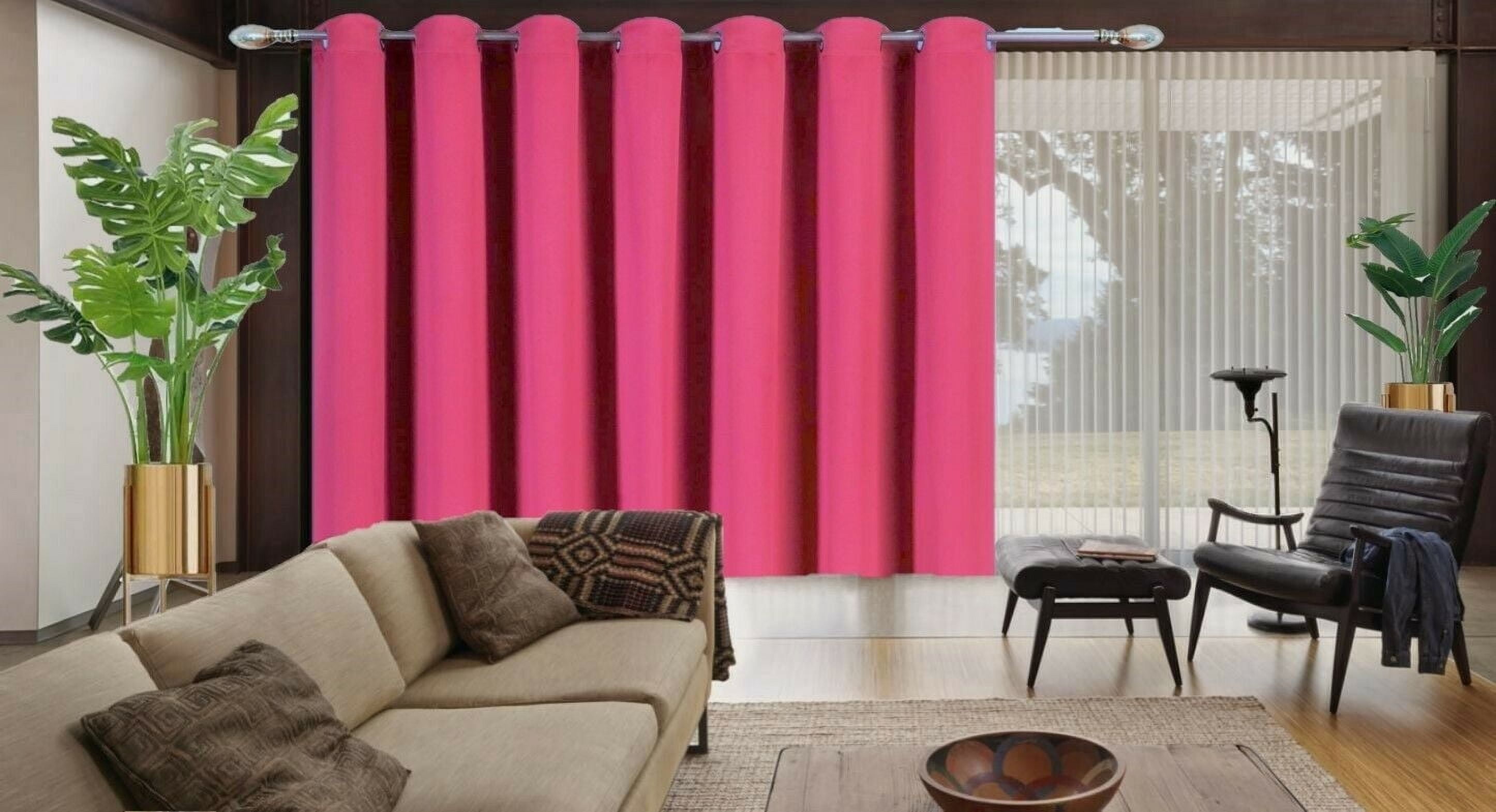 1 Piece hot pink window thermal panels blackout with grommets silky ...
