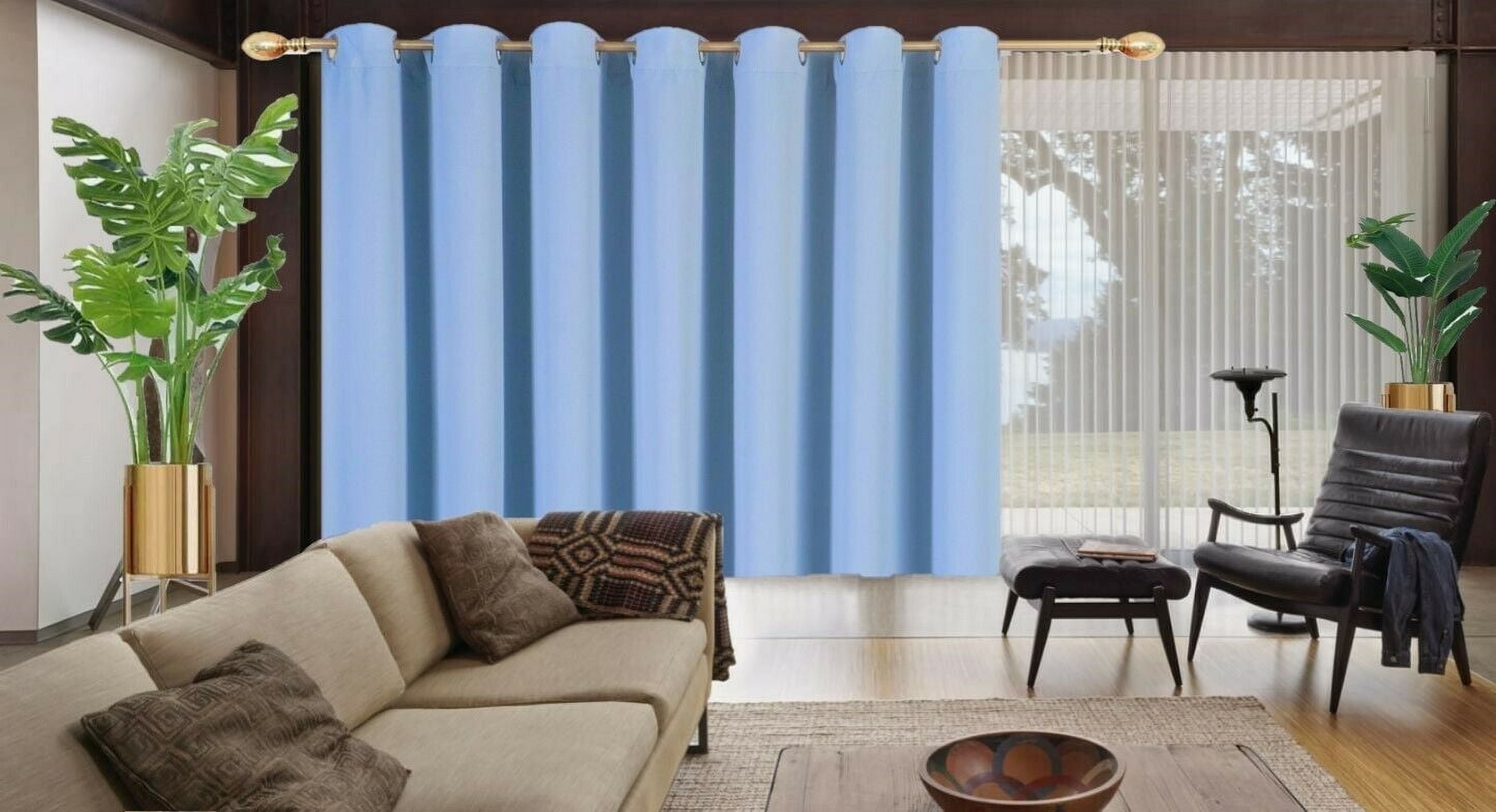 1 Piece light blue window thermal panels blackout with grommets silky ...