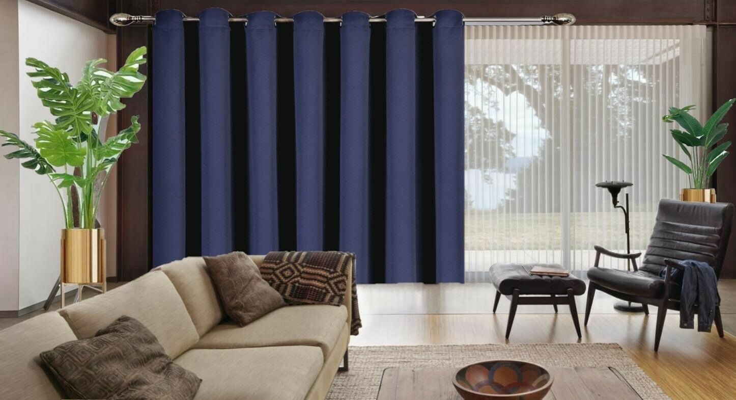 1 Piece navy blue window thermal panels blackout with grommets silky ...