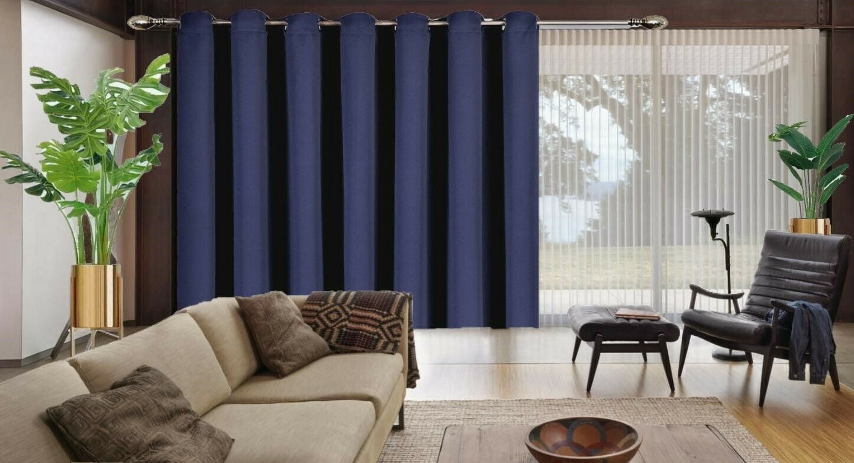 1 Piece navy blue window thermal panels blackout with grommets silky ...