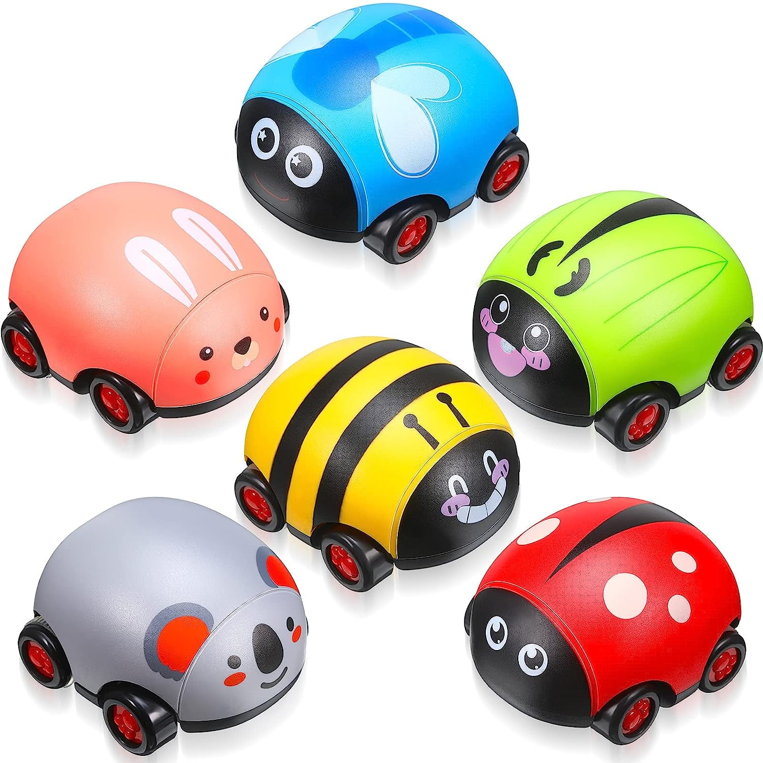 1 Pieces Animals Pull Back Cars Friction Powered Push and Go Back and ...