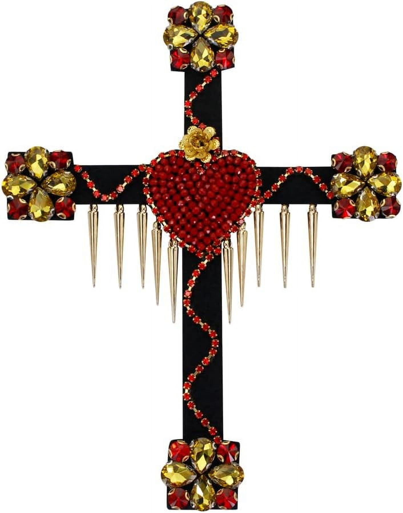 1 Pieces Big Cross Patches Handmade Rhinestones Heart Patches Fringe ...
