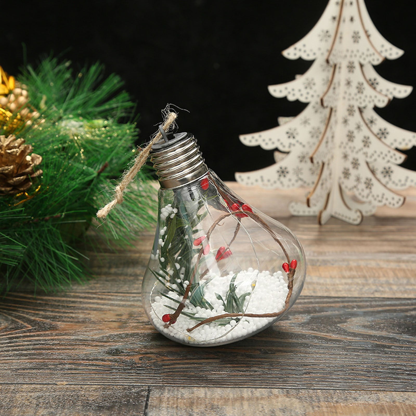 1 Pieces Christmas Fillable Light Bulb Shape Ornaments Clear Light Bulb ...