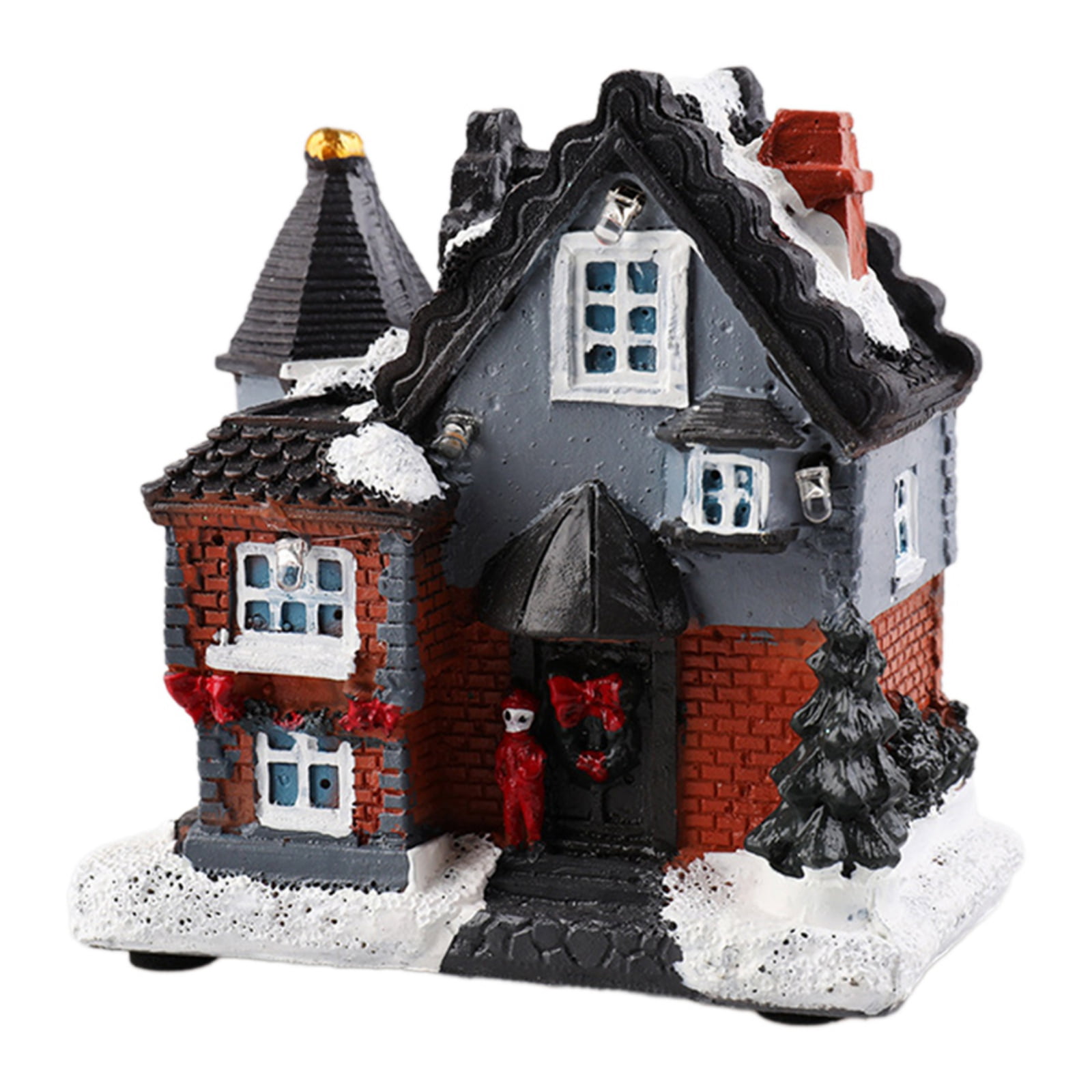1 Pieces Christmas Village Sets Xmas Scene Figurines Decoration LED ...