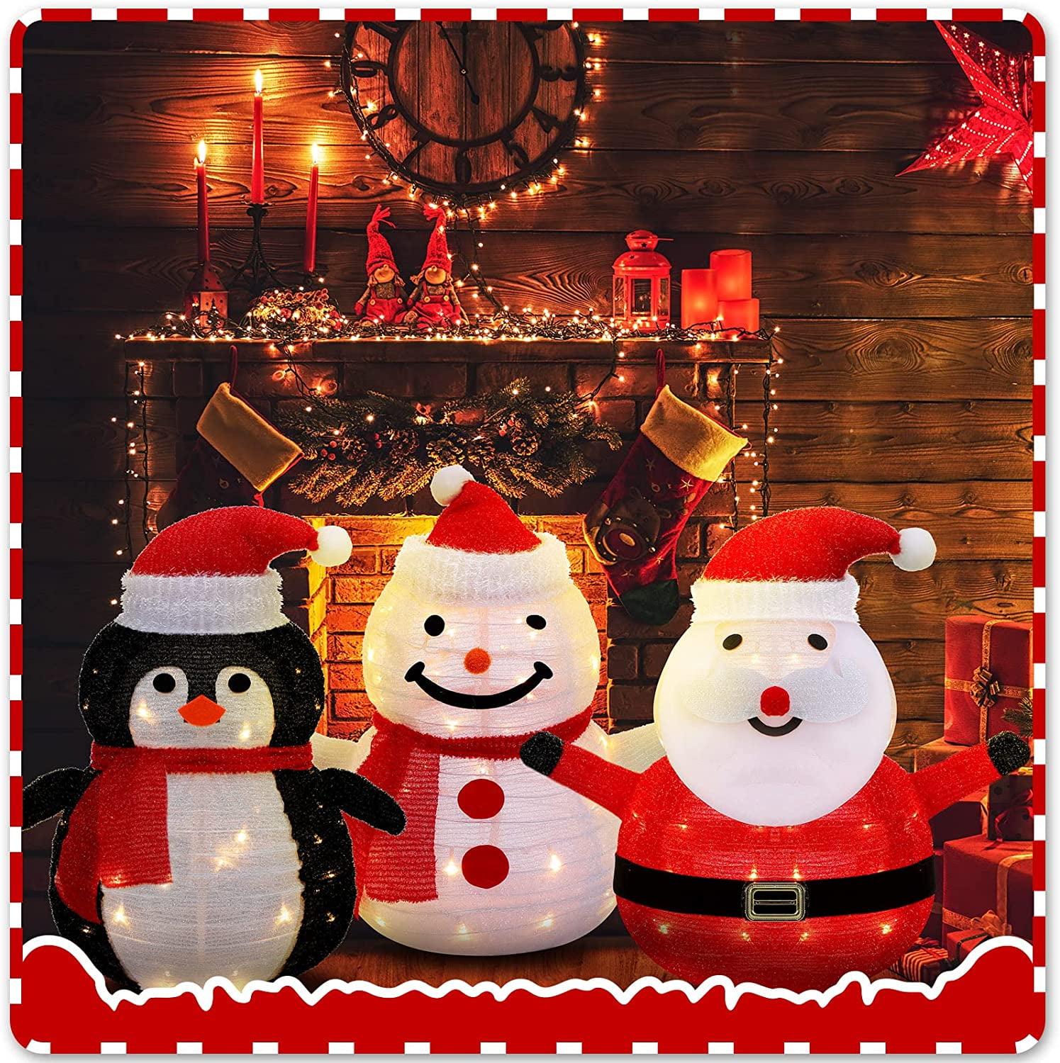 1 Pieces Lighted Christmas Outdoor Decorations Collapsible Fluffy