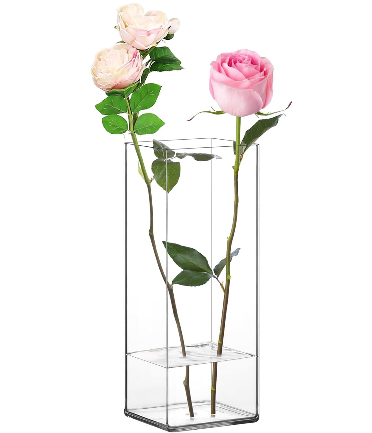 1 Pieces Plastic Square Vase,Bexikou Non-Breakable Acrylic Flower Vase ...