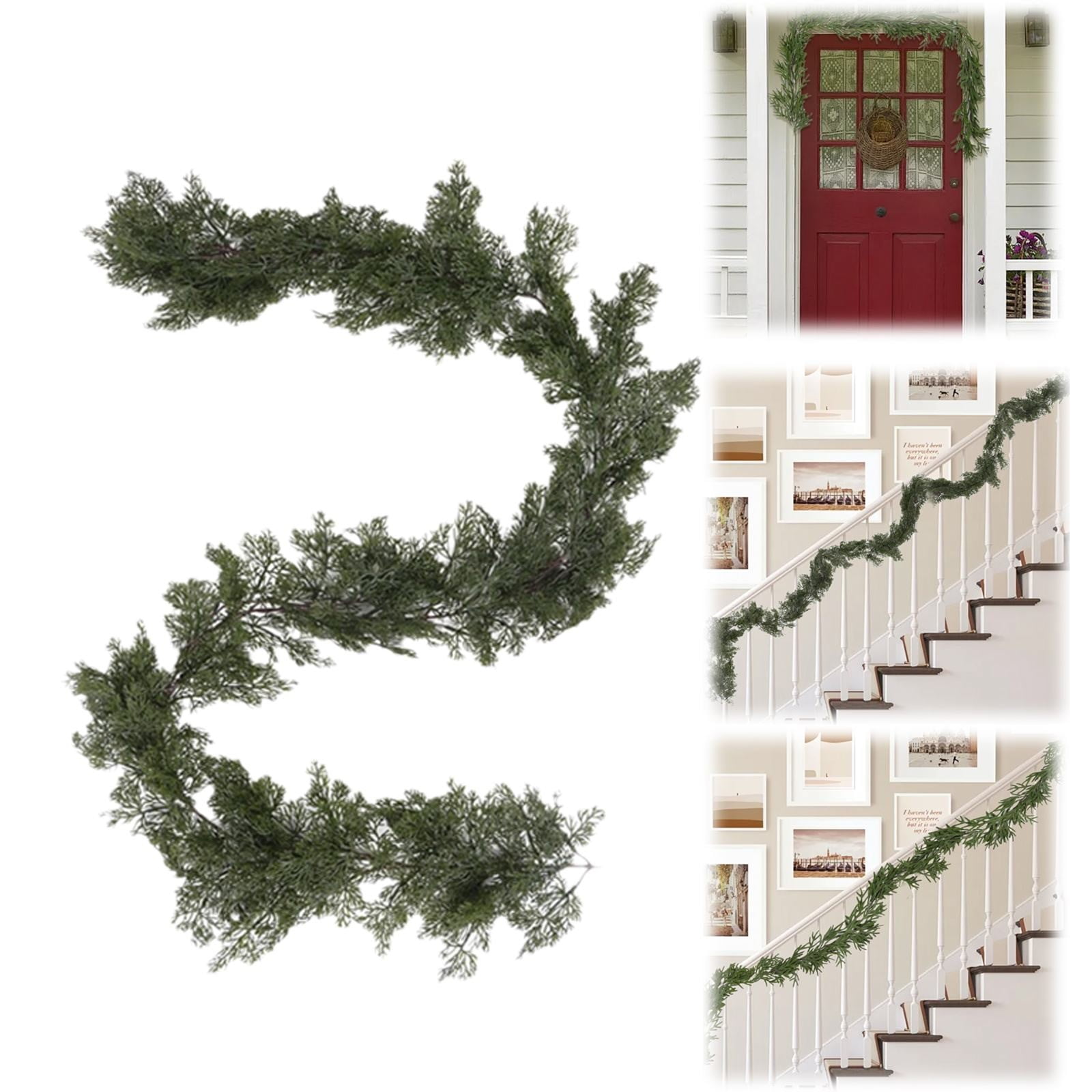 1×Pine Needle Pine Cypress Cane Christmas Decoration,Artificial Garland ...