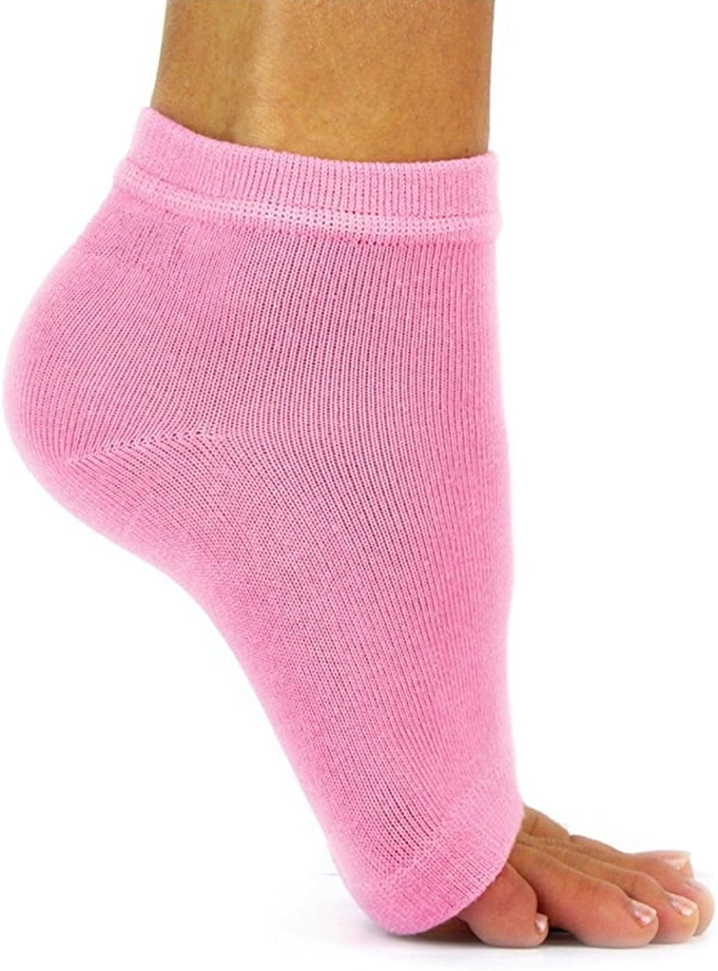 1 Pink Pair of Soft Cotton Toeless Socks for Exercising, Dancing ...