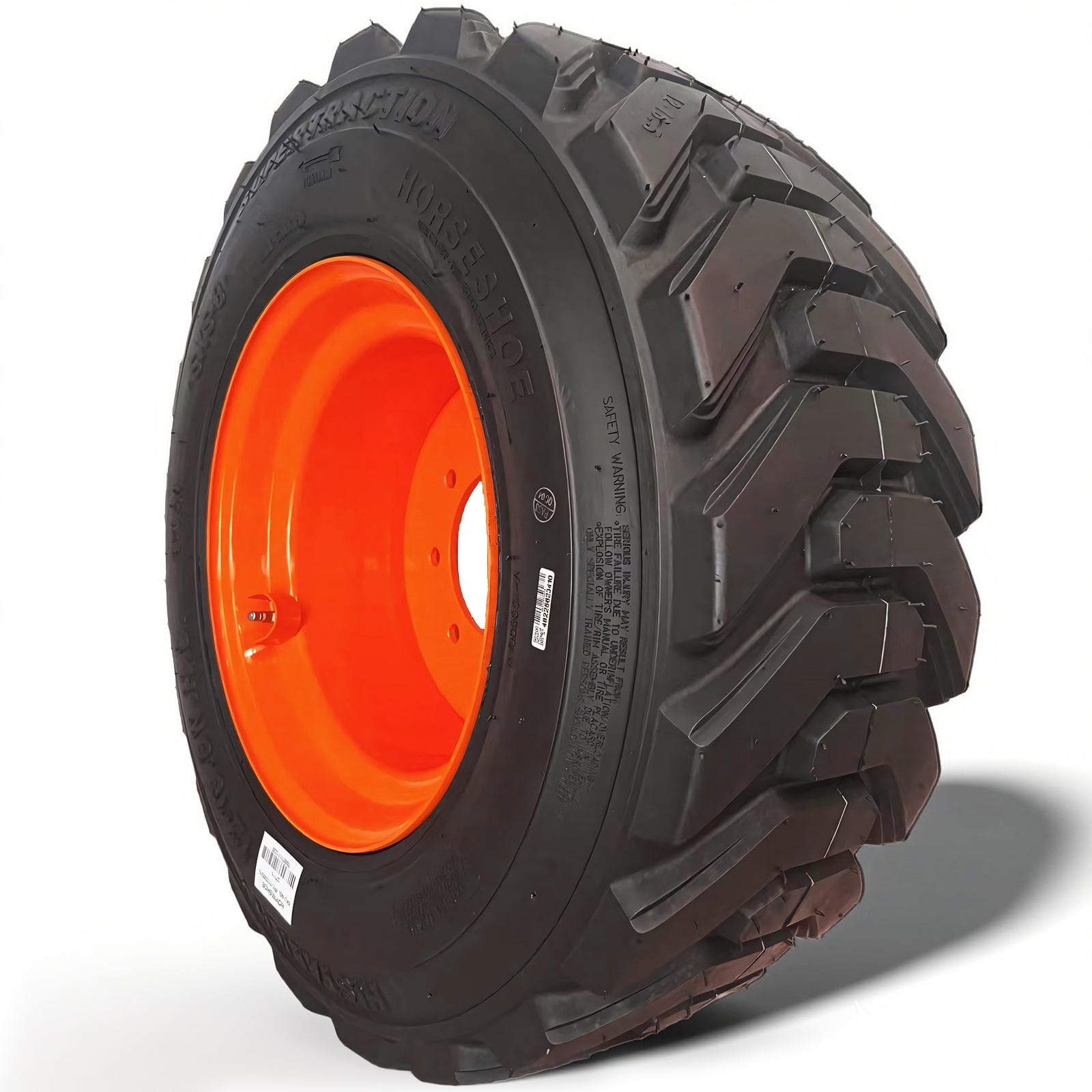 10-16.5 16PLY R-4 Skid Steer Tire on 16.5x8.25 8x8 Orange Steel Rim ...