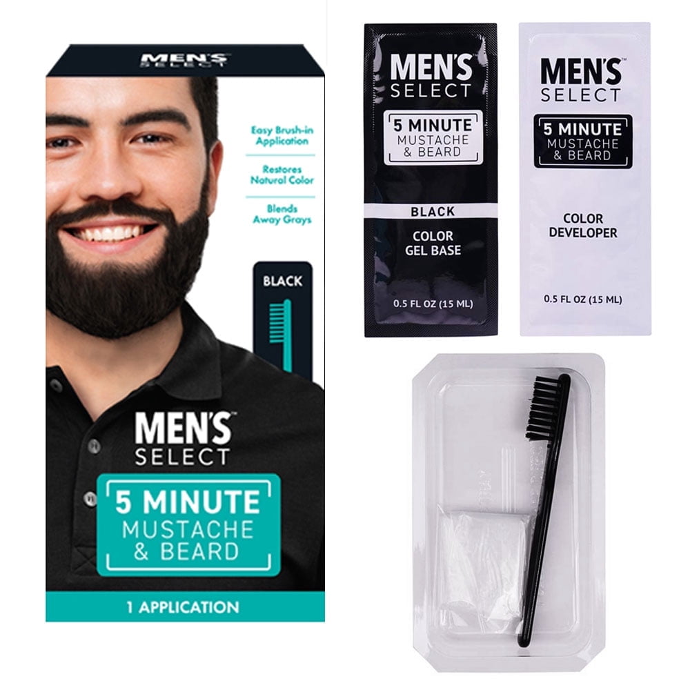 1 Pk Men's Mustache Beard Hair Dye Black Color Permanent Coloring in 5 ...