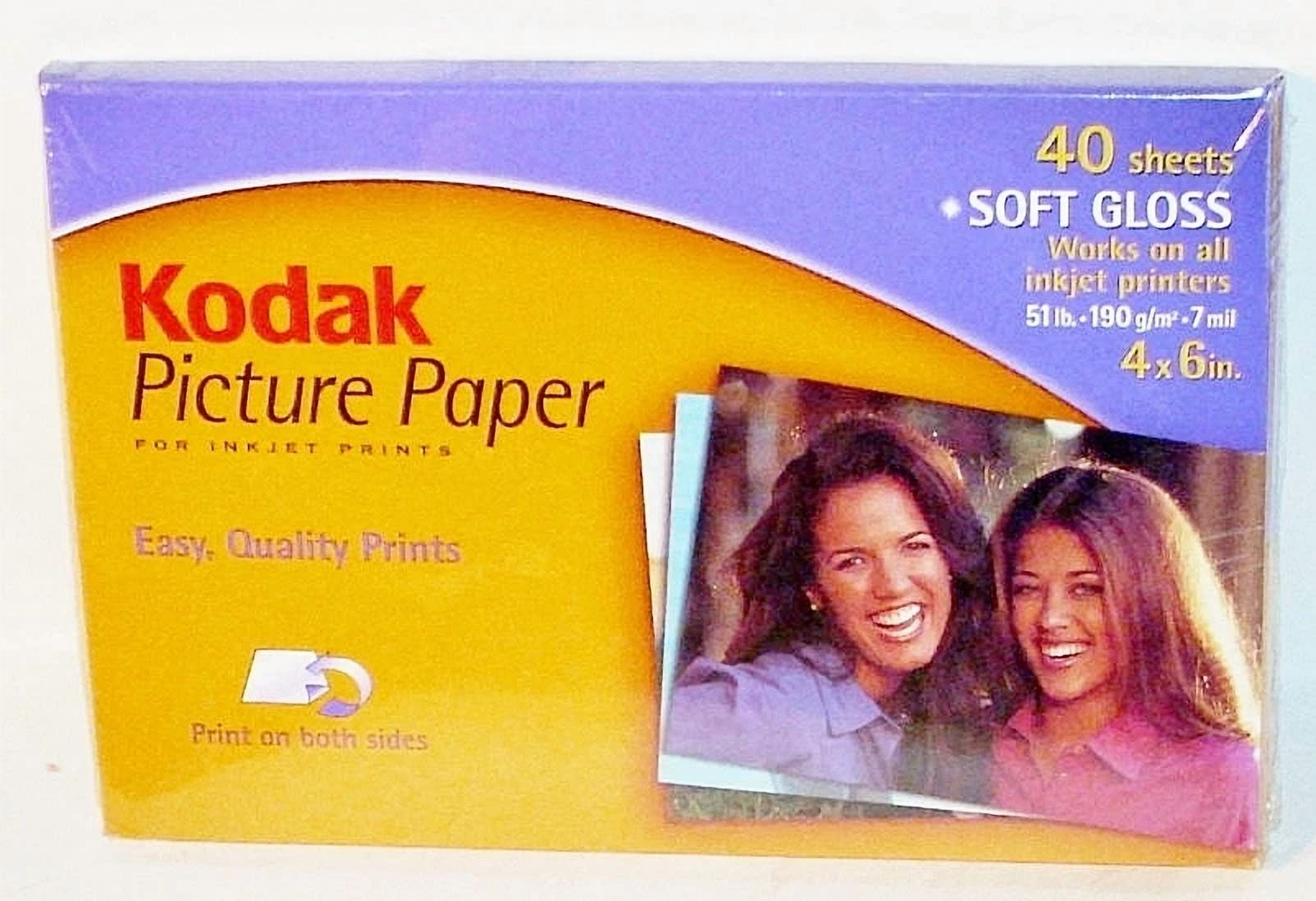 1 Pkg Kodak Picture Paper 40 Sheet Soft Gloss 4"X 6" Works On Al Inkjet ...