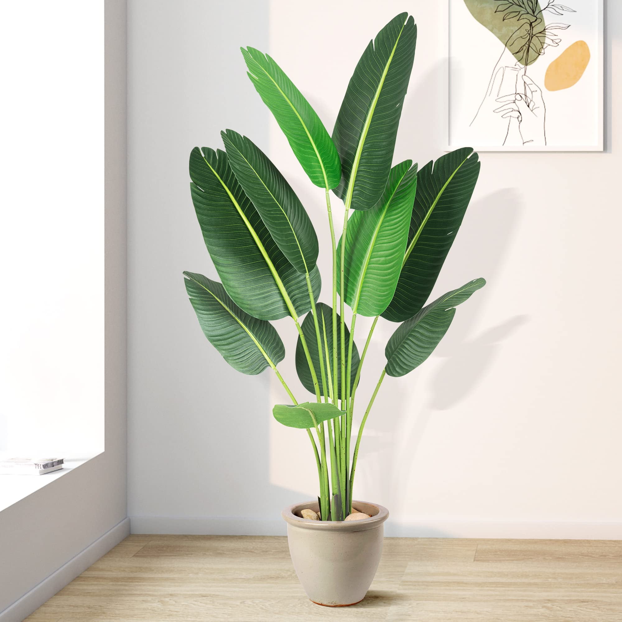1 Plastic + Cement Green Plant Integrated - Artificial Banana Leaf ...