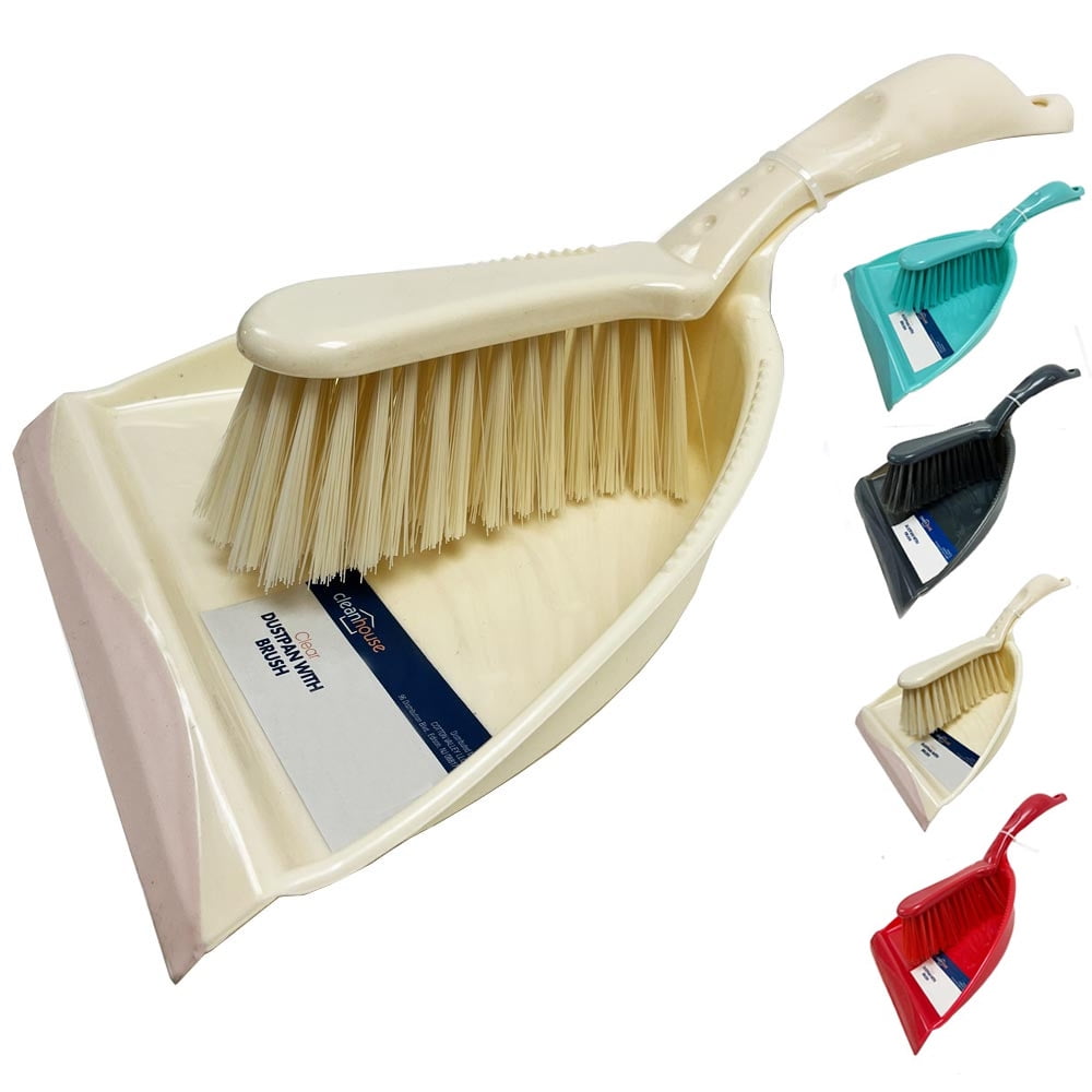 AllTopBargains Clear Dust Pan and Brush Set, Handheld Bristle Sweeper ...
