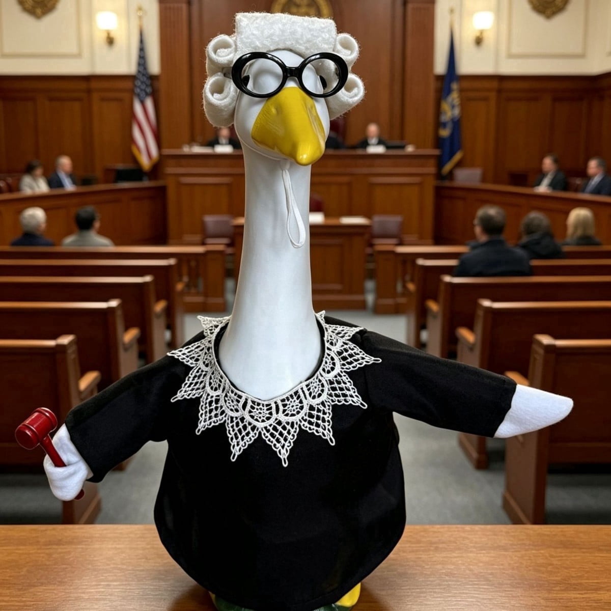 Porch Goose Outfit Judge Costume, White Black Goose Outfit with Glasses ...