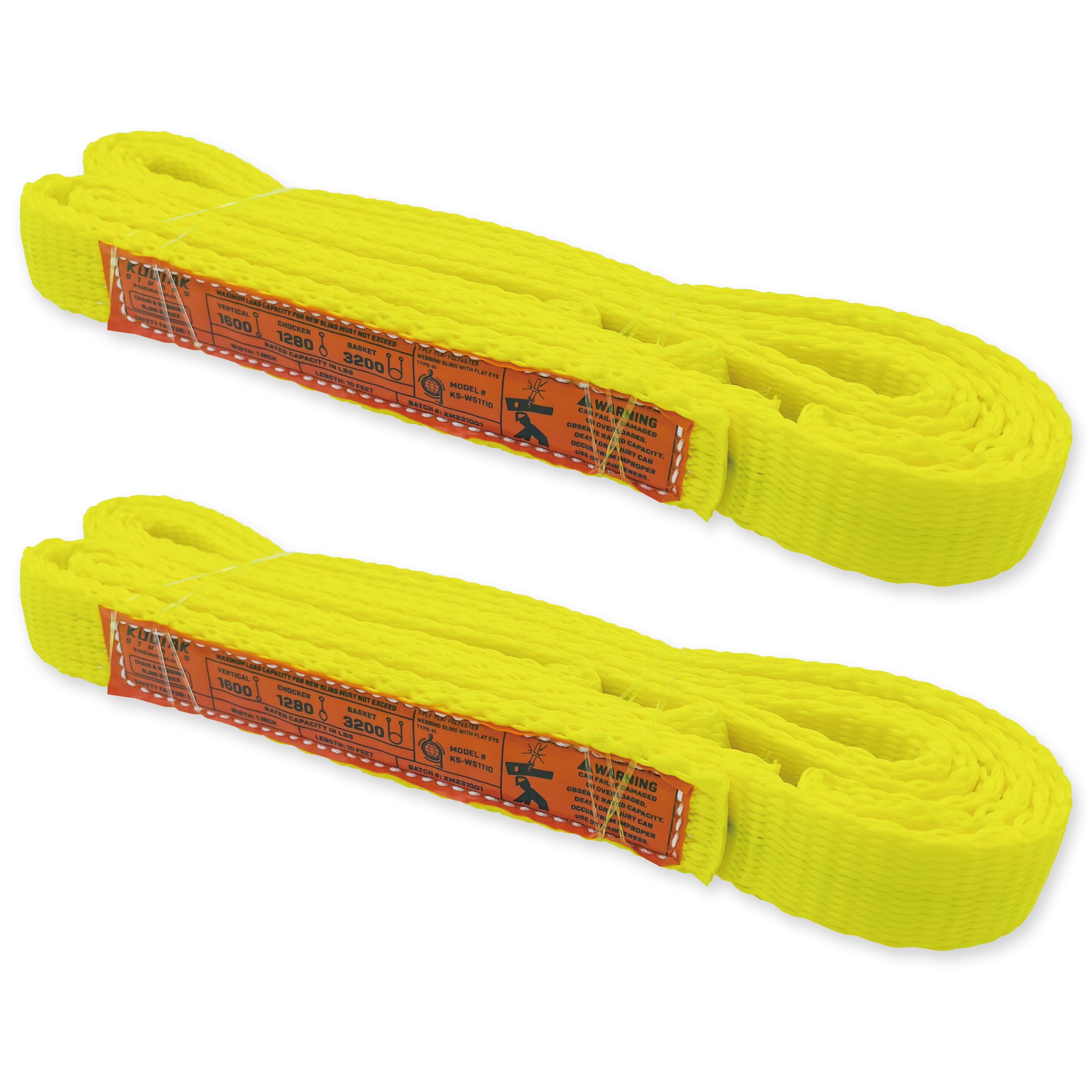 1-Ply Webbing Sling 1”x 10ft Lifting Straps 2Pack Heavy Duty Web Strap ...