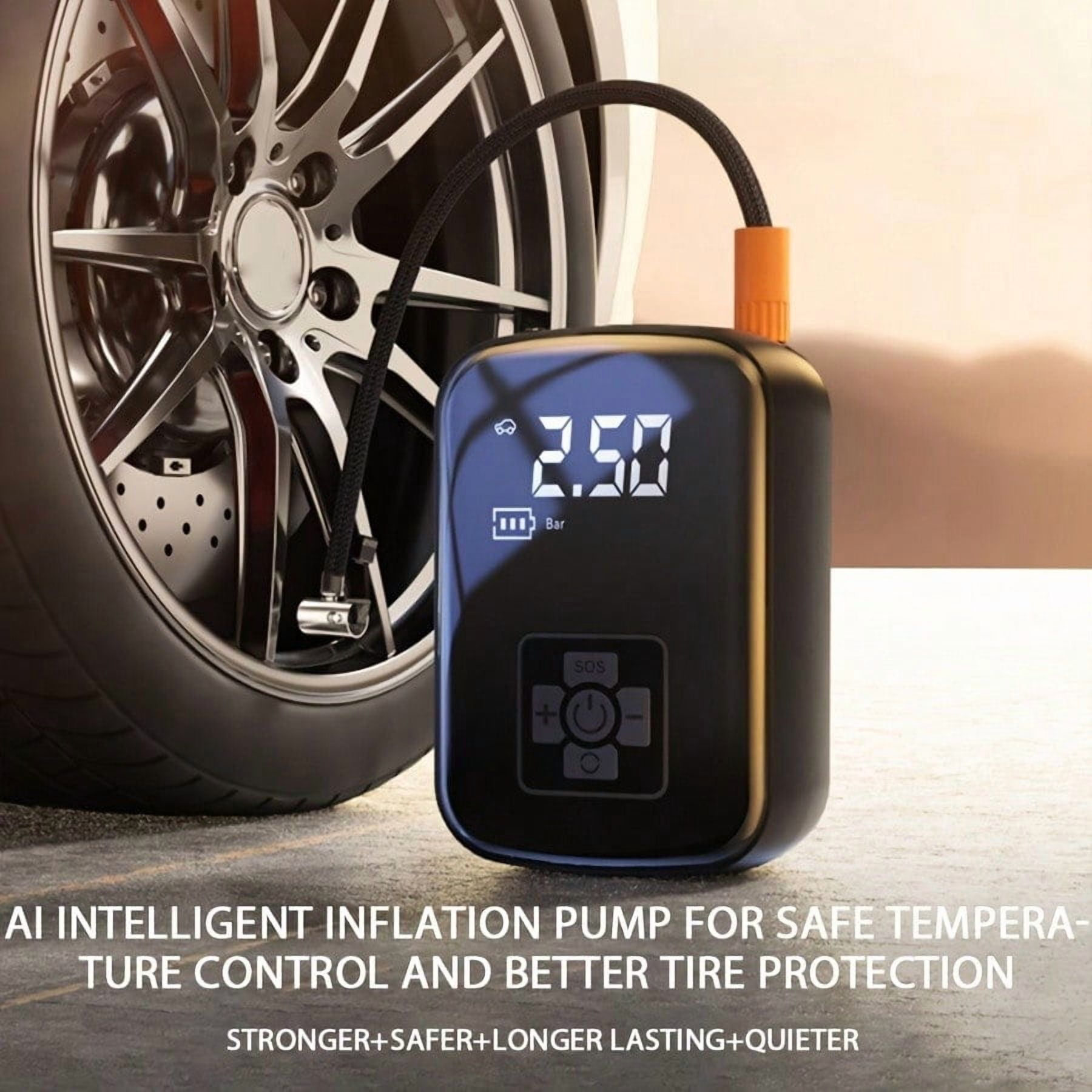 1 Portable Car Air Compressor Inflator Wireless And Wired Handheld Pump ...