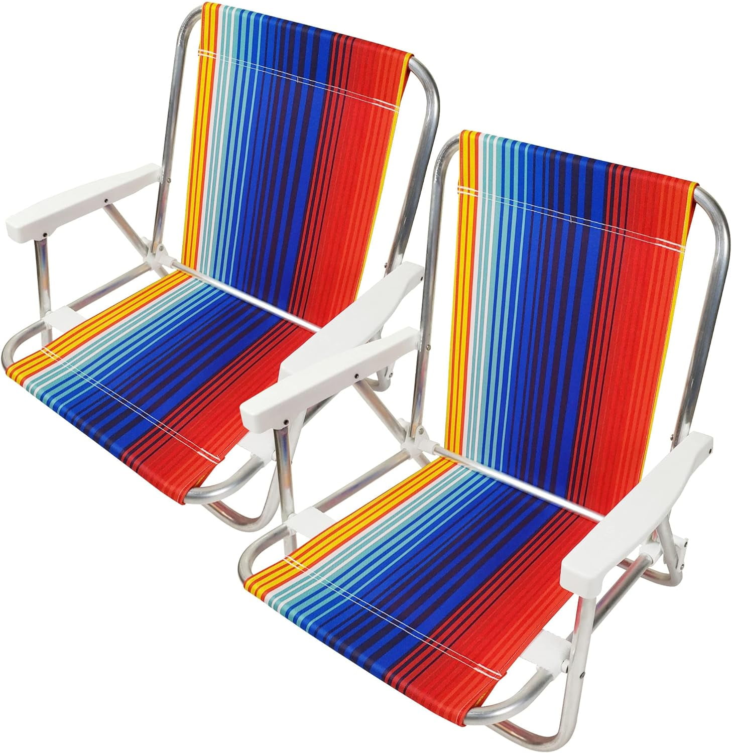 1 Position Aluminum Folding Sand Chair with Armrests - Lightweight ...